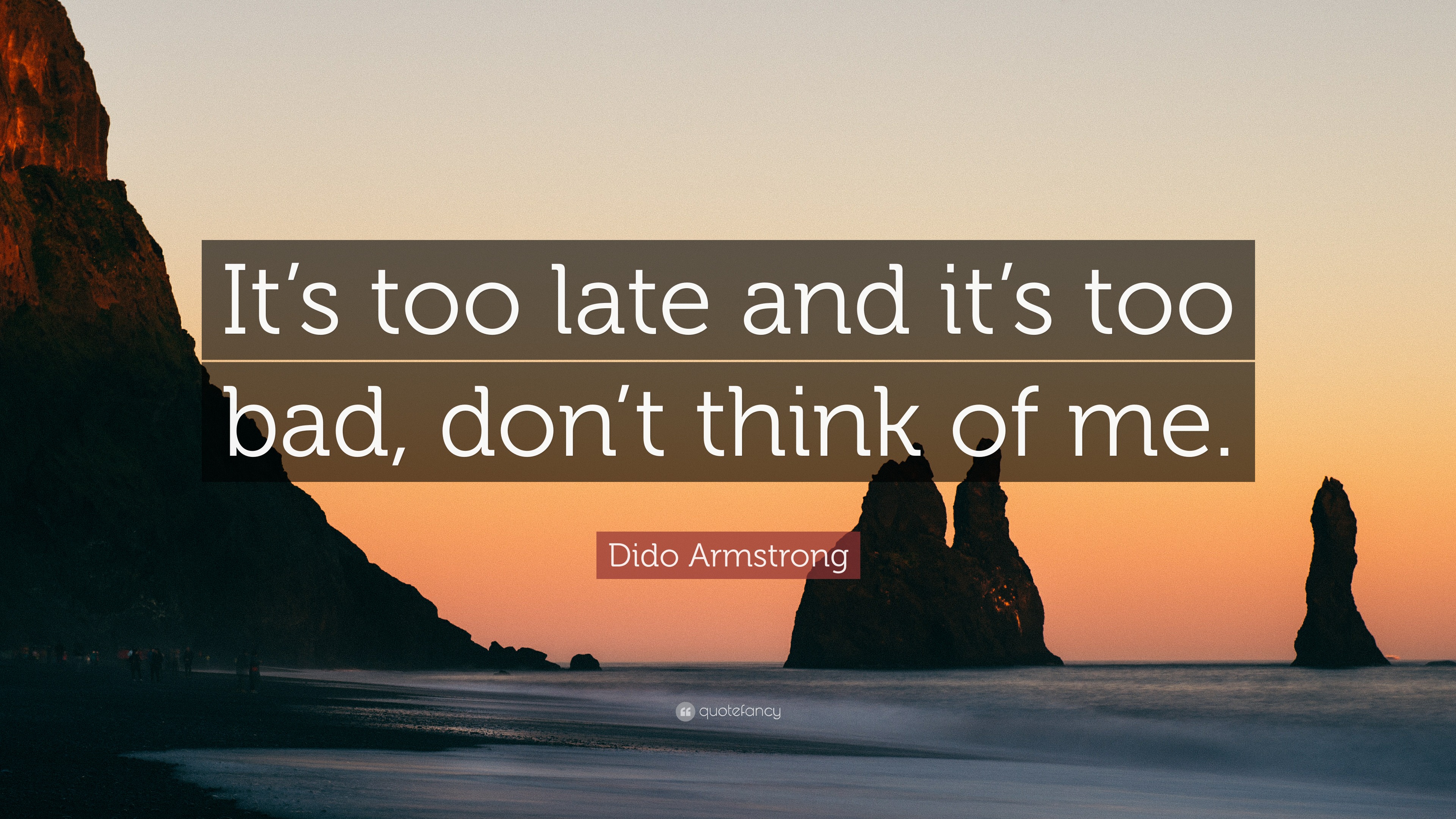 Dido Armstrong Quote: “It’s too late and it’s too bad, don’t think of me.”