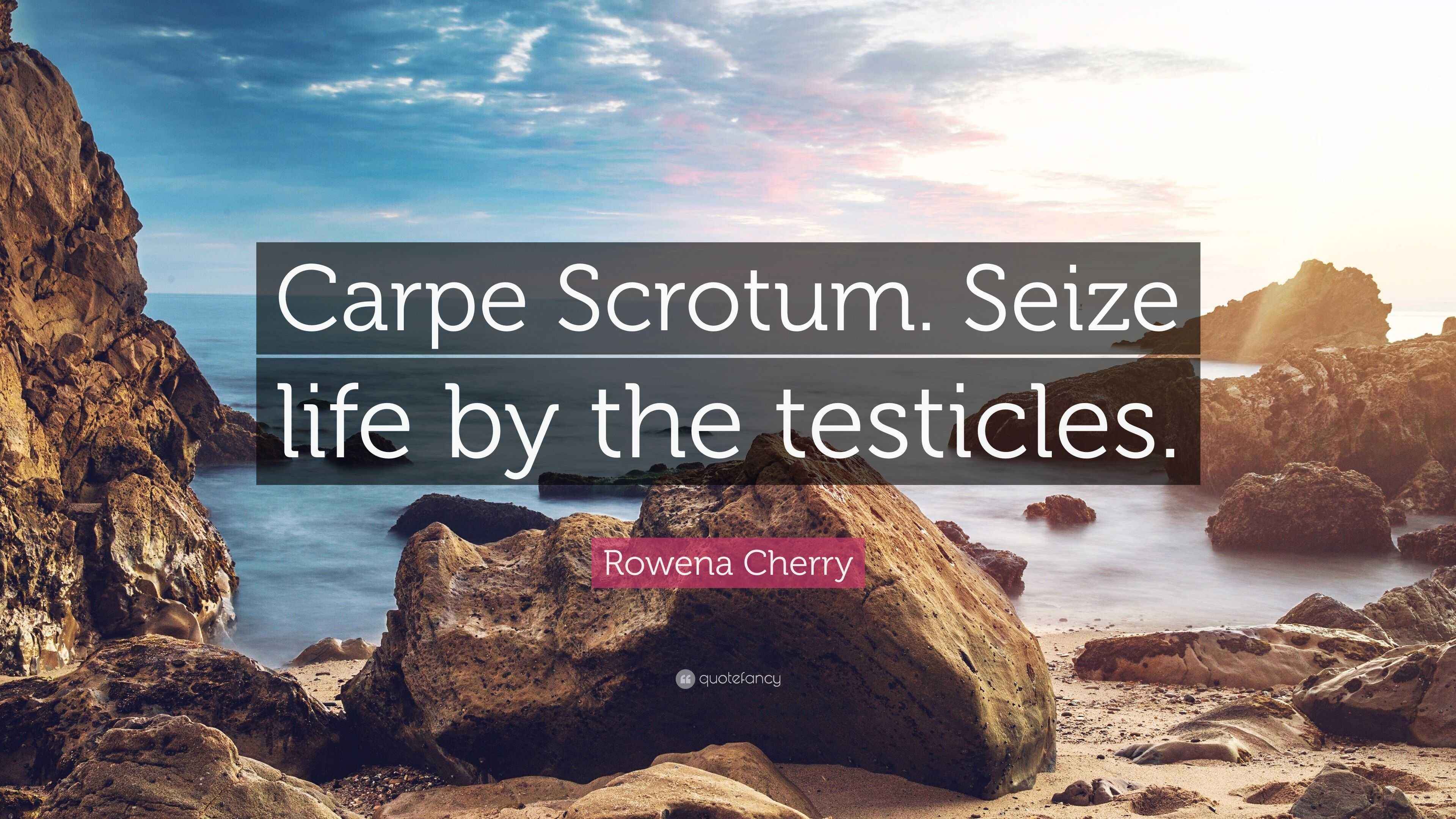 Rowena Cherry Quote: “Carpe Scrotum. Seize life by the testicles.”