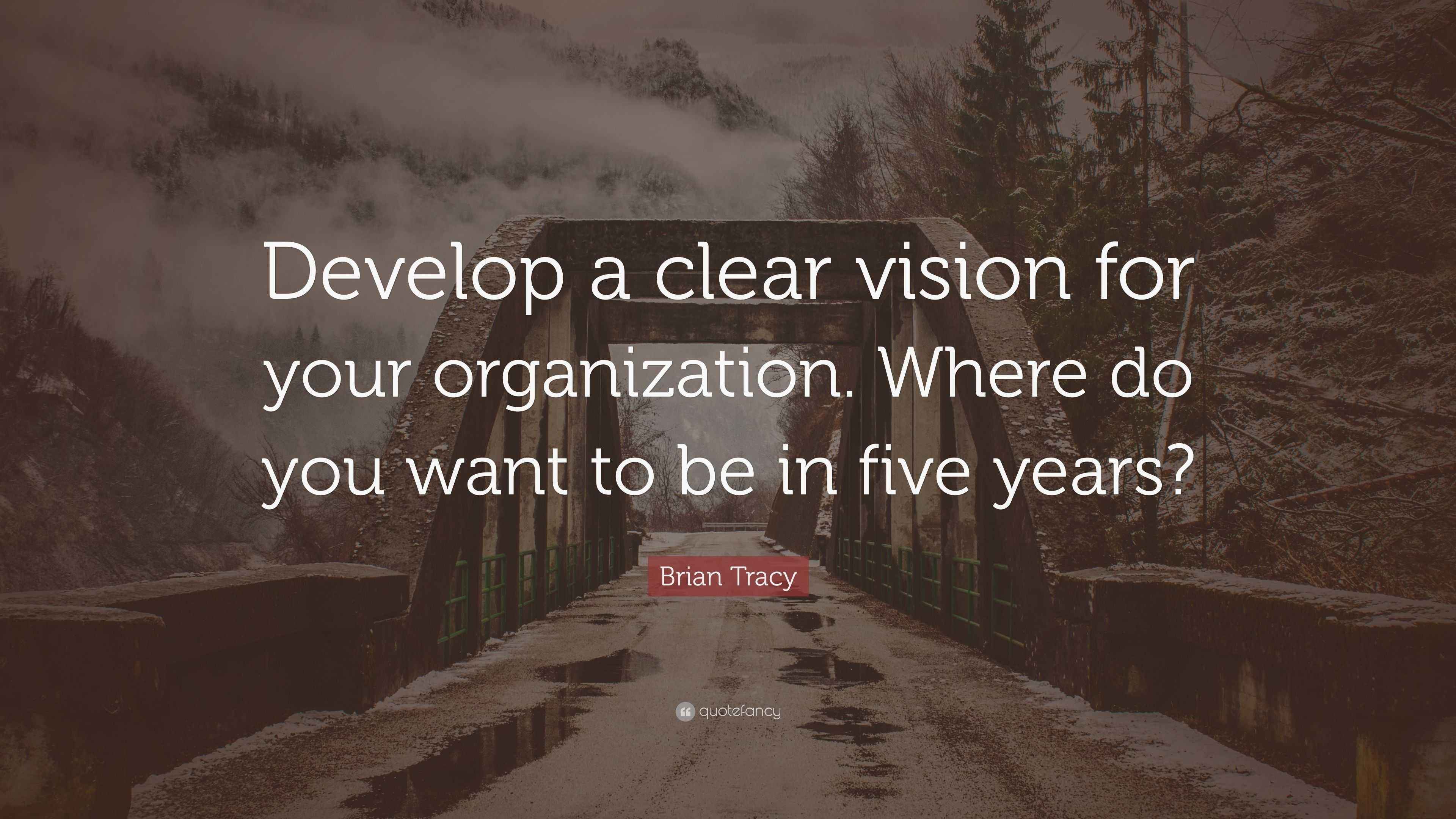 Brian Tracy Quote: “Develop a clear vision for your organization. Where ...