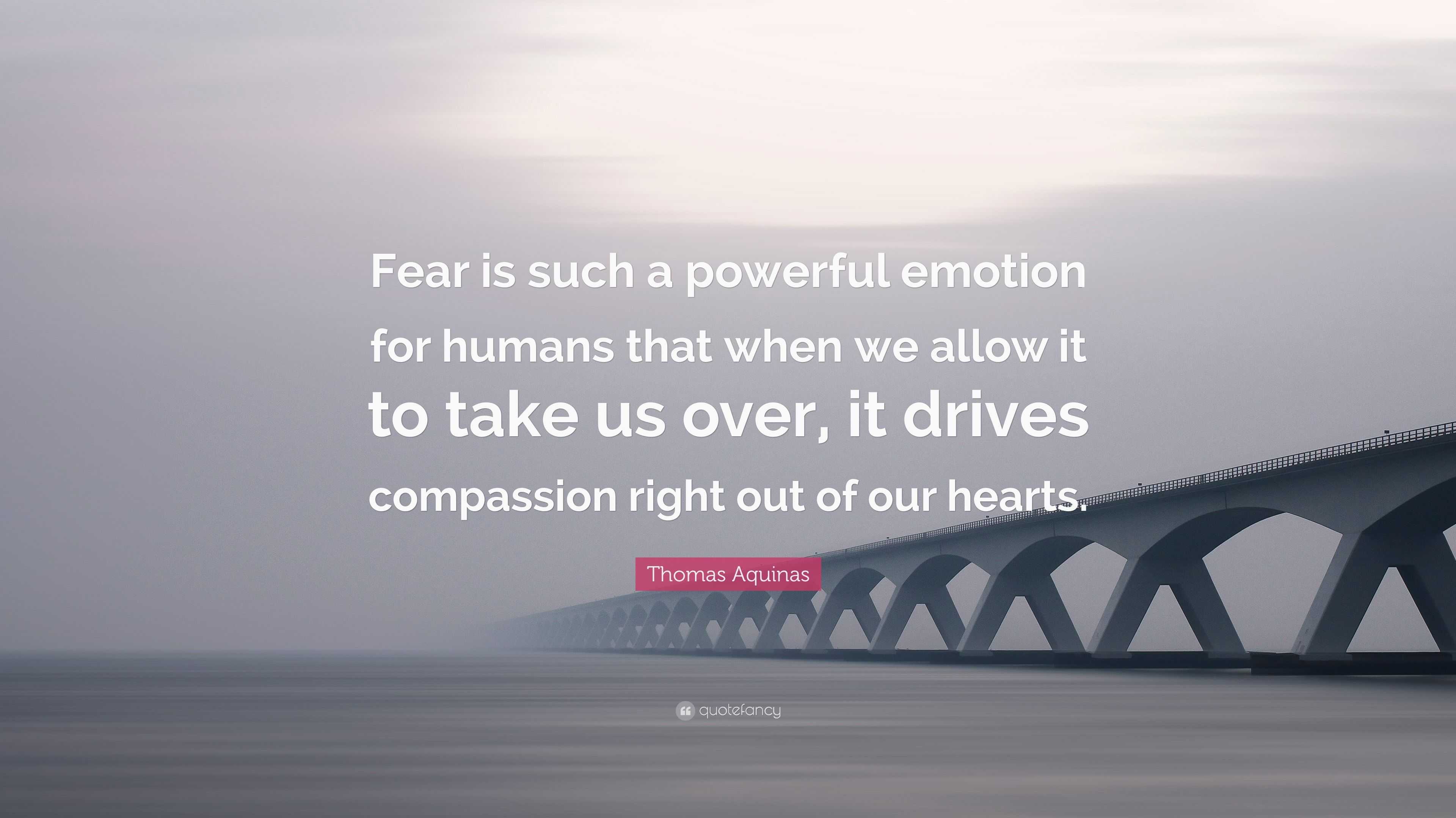 Thomas Aquinas Quote: “Fear is such a powerful emotion for humans that ...