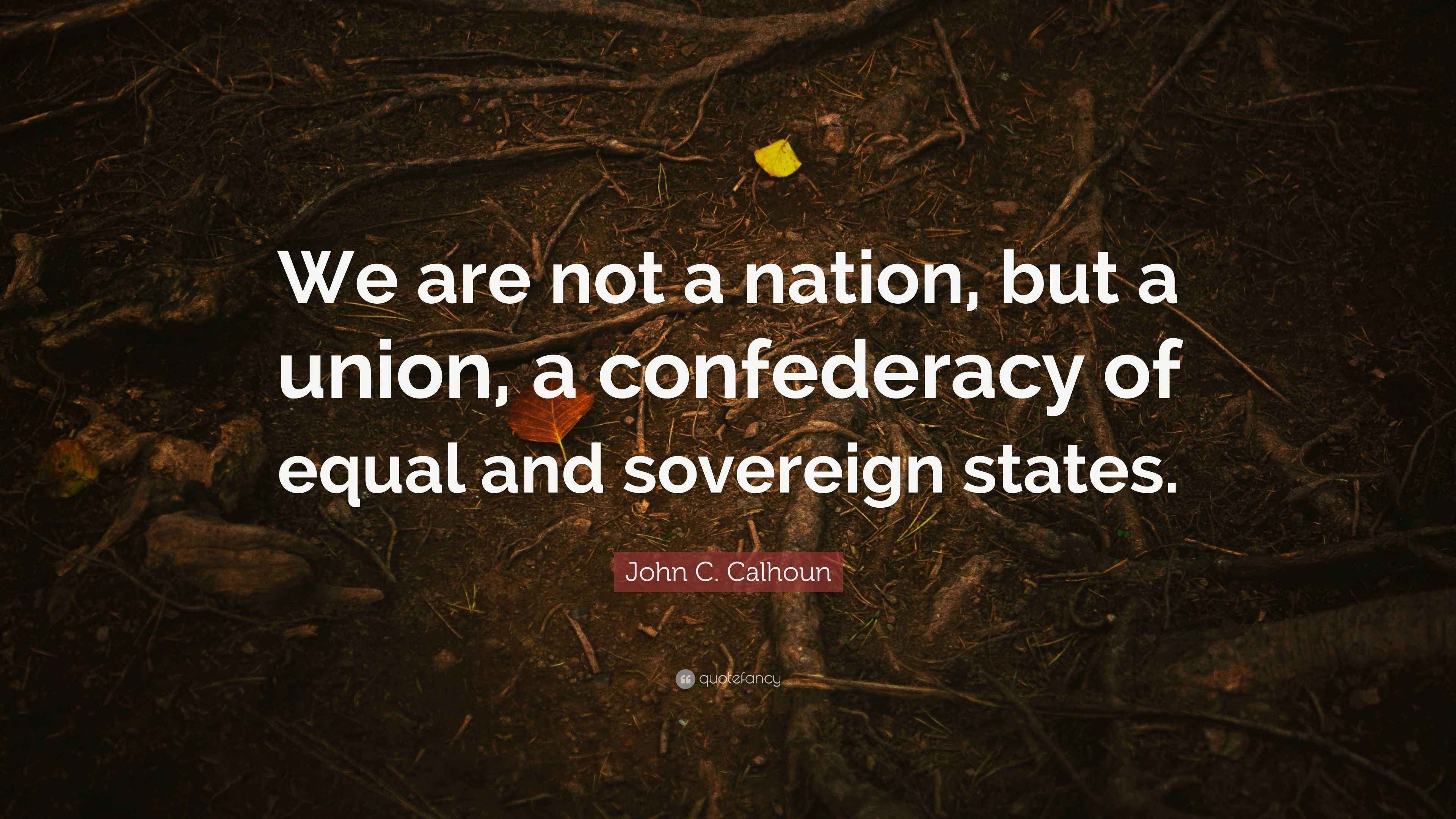 John C. Calhoun Quote: “We are not a nation, but a union, a confederacy ...