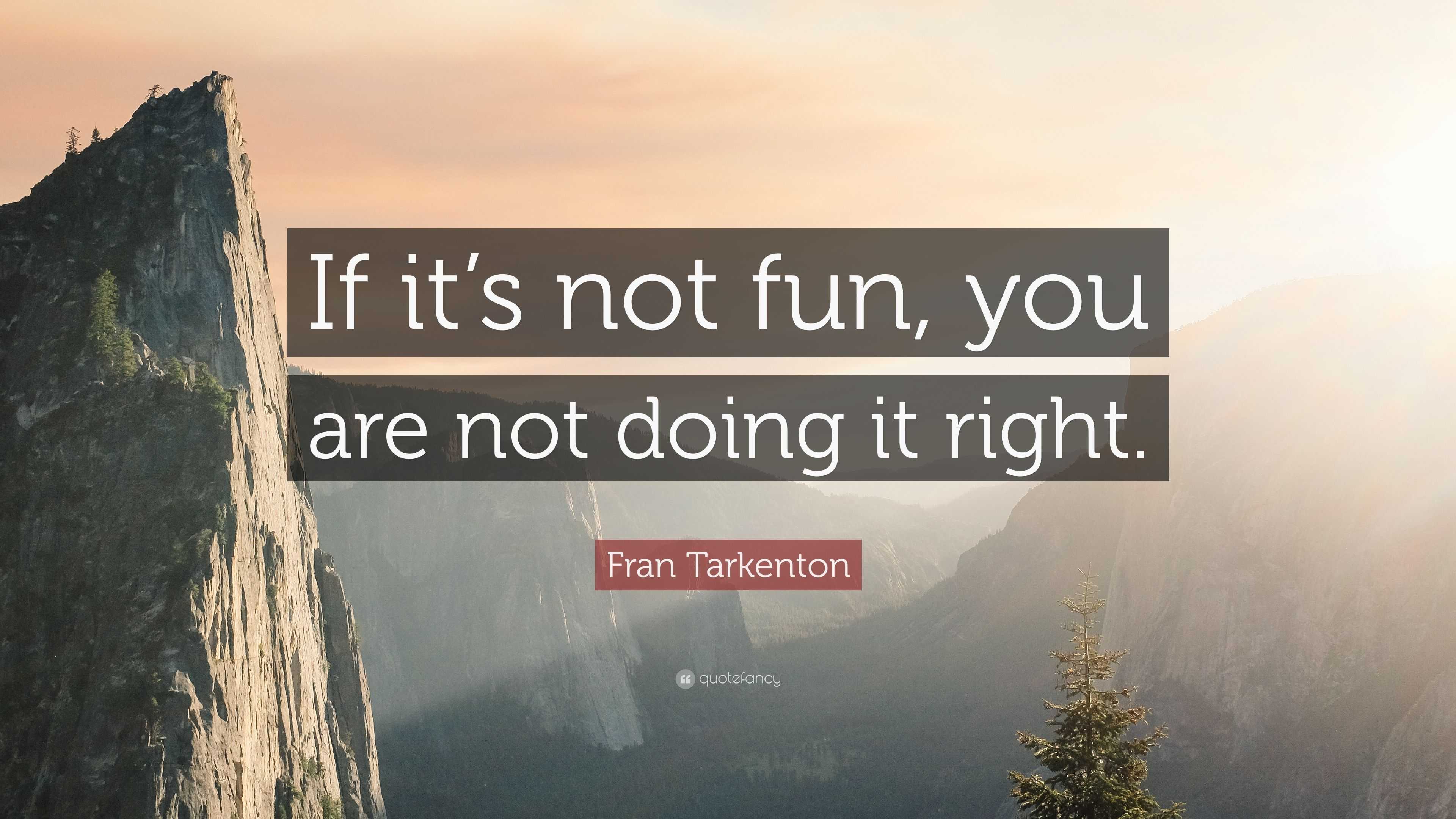 Fran Tarkenton Quote: “If it’s not fun, you are not doing it right.”