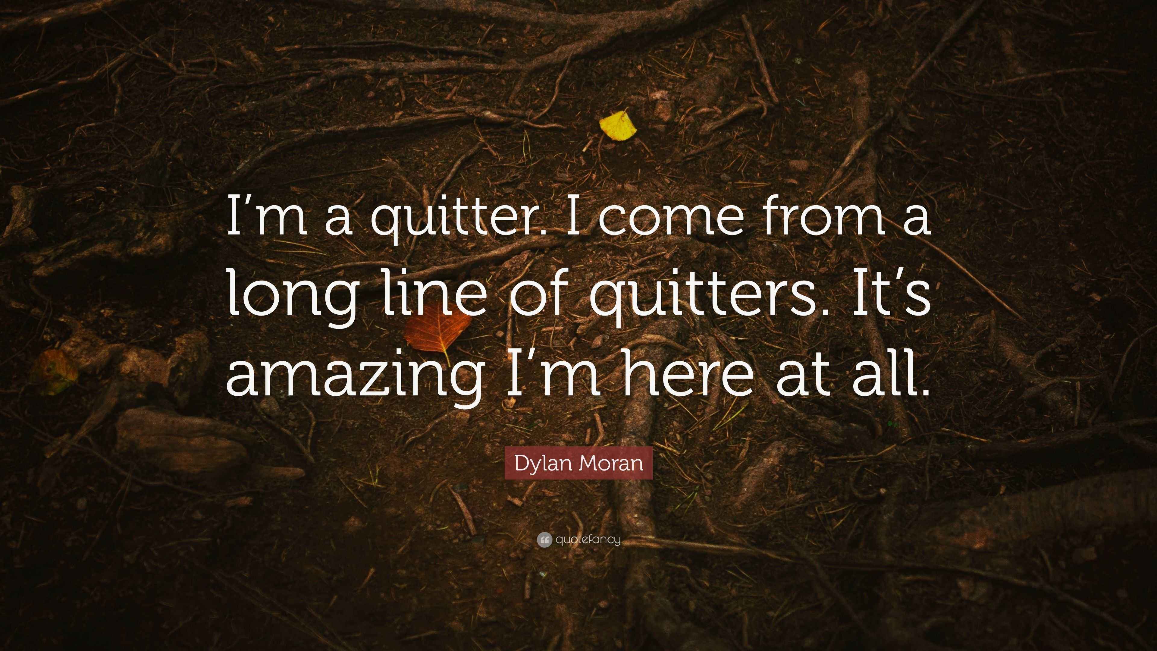 Dylan Moran Quote: “I’m a quitter. I come from a long line of quitters ...