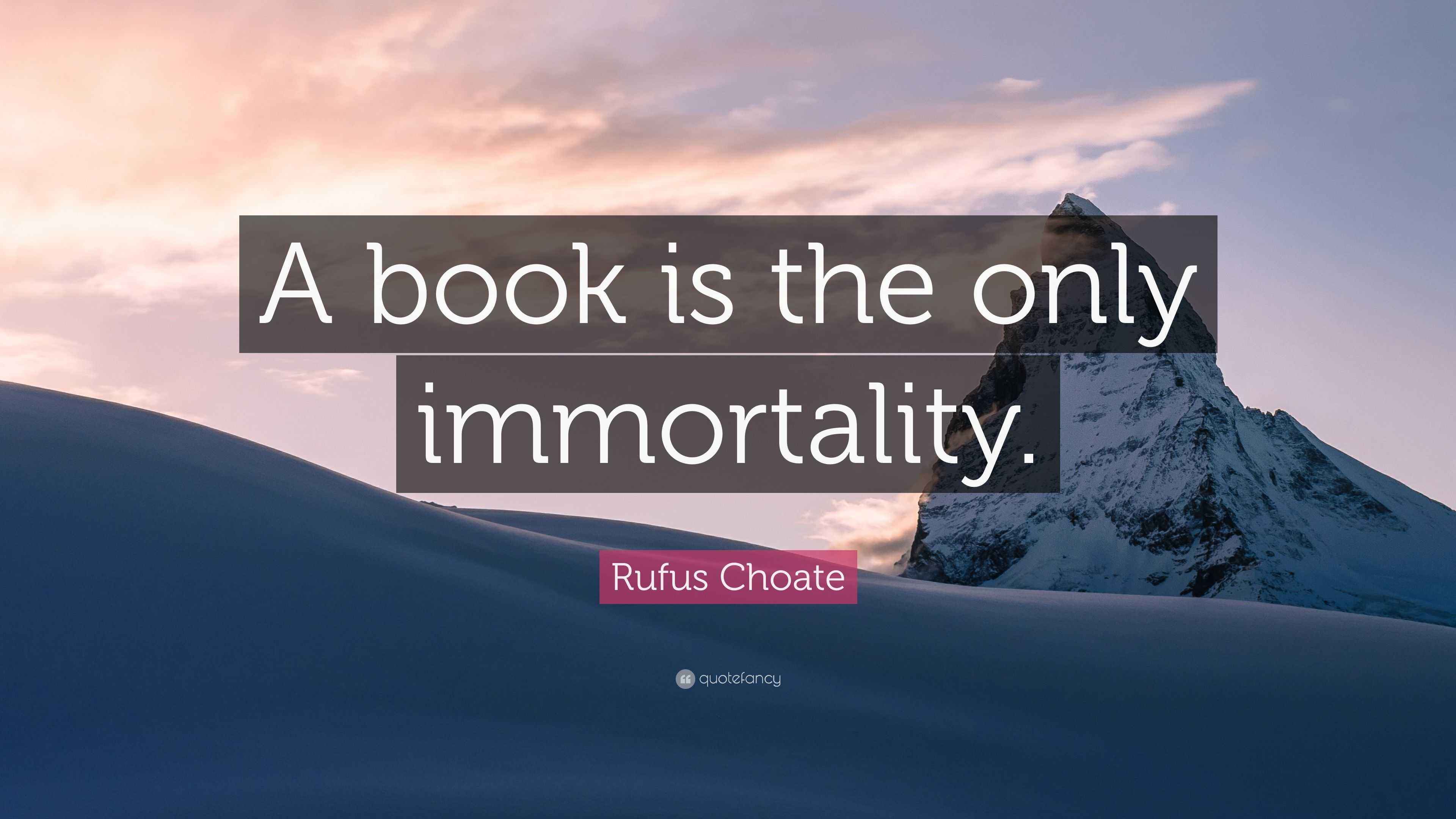 Rufus Choate Quote: “A book is the only immortality.”