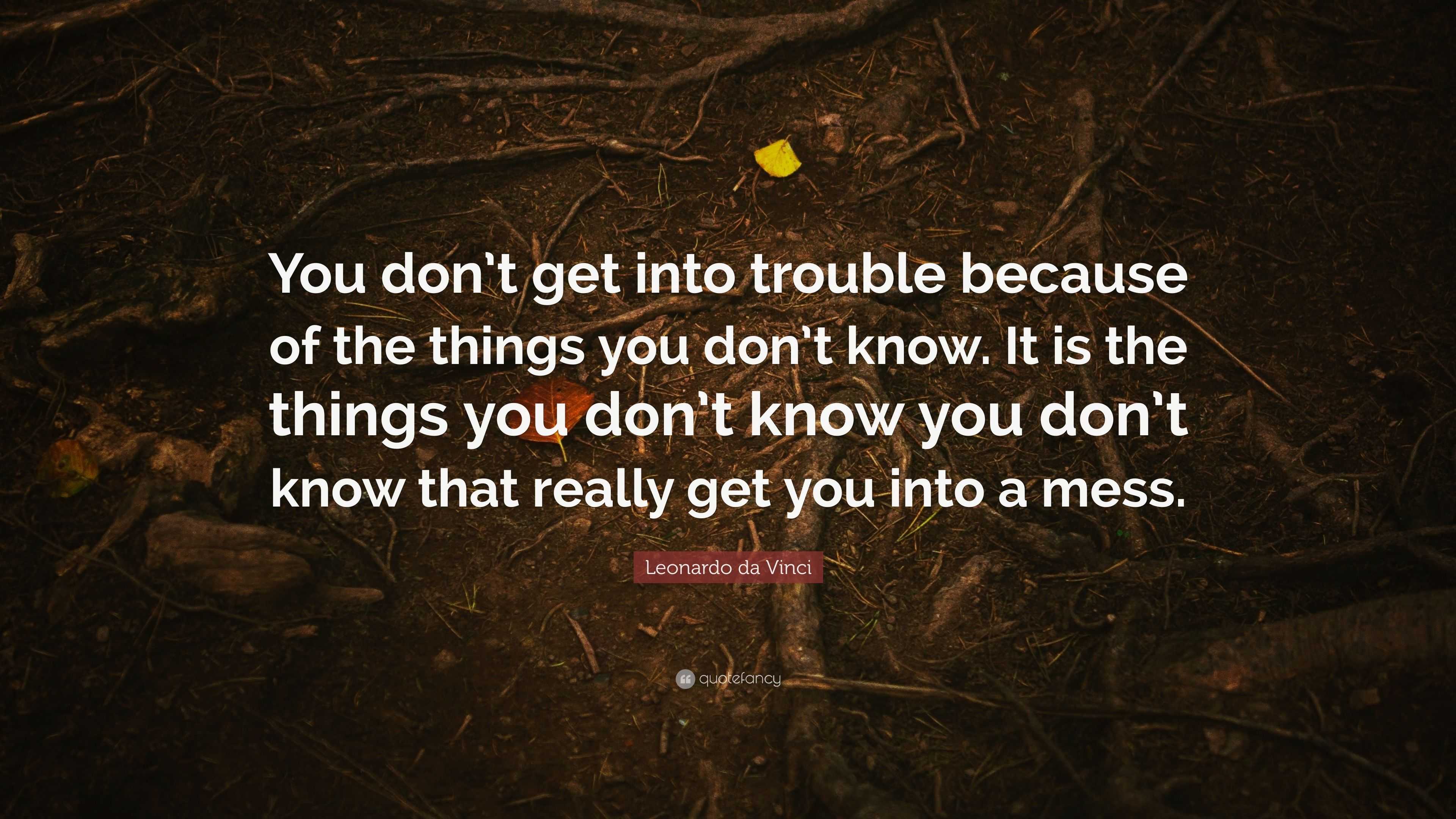 Leonardo da Vinci Quote: “You don’t get into trouble because of the ...