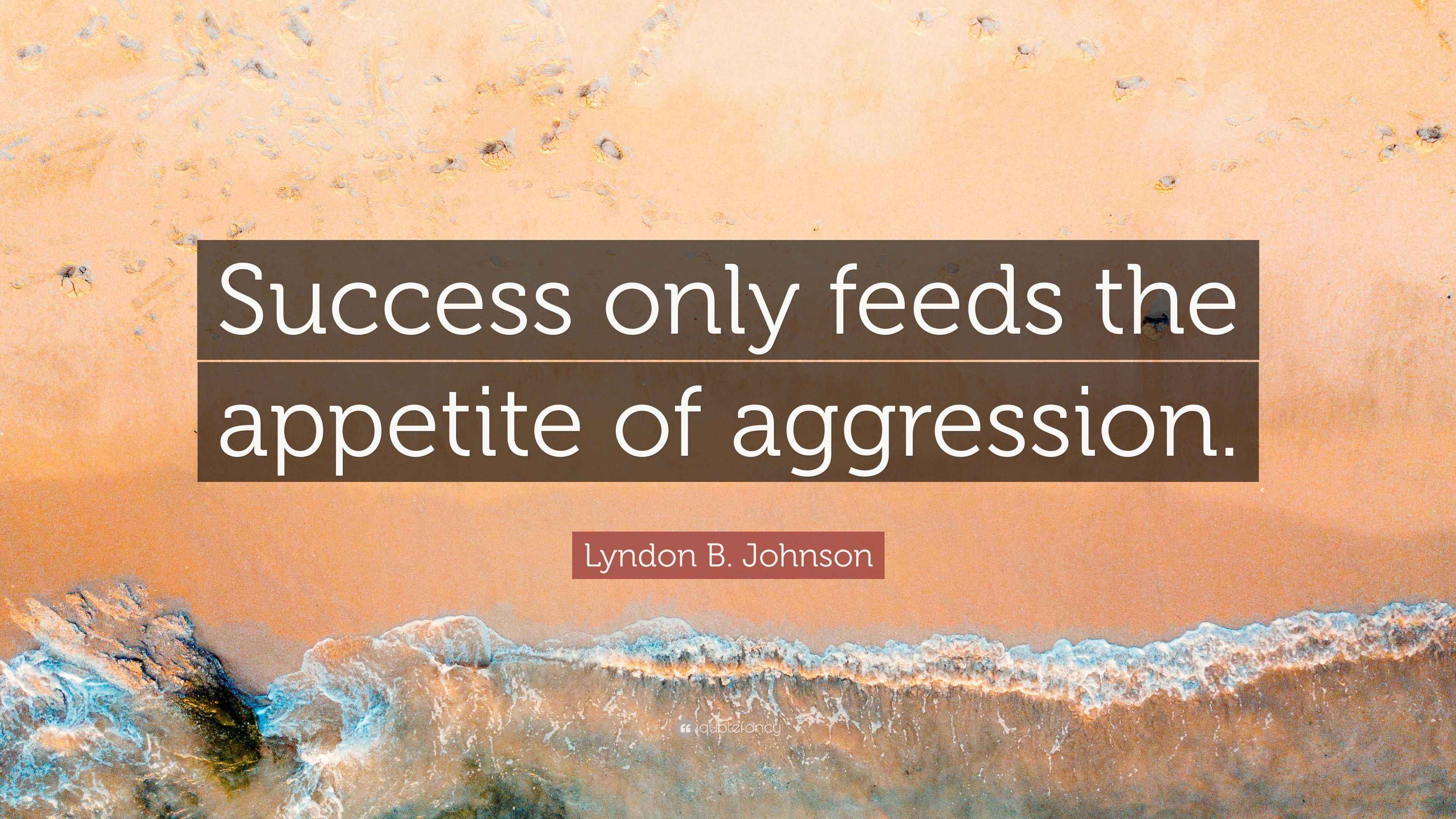 Lyndon B. Johnson Quote: “Success only feeds the appetite of aggression.”