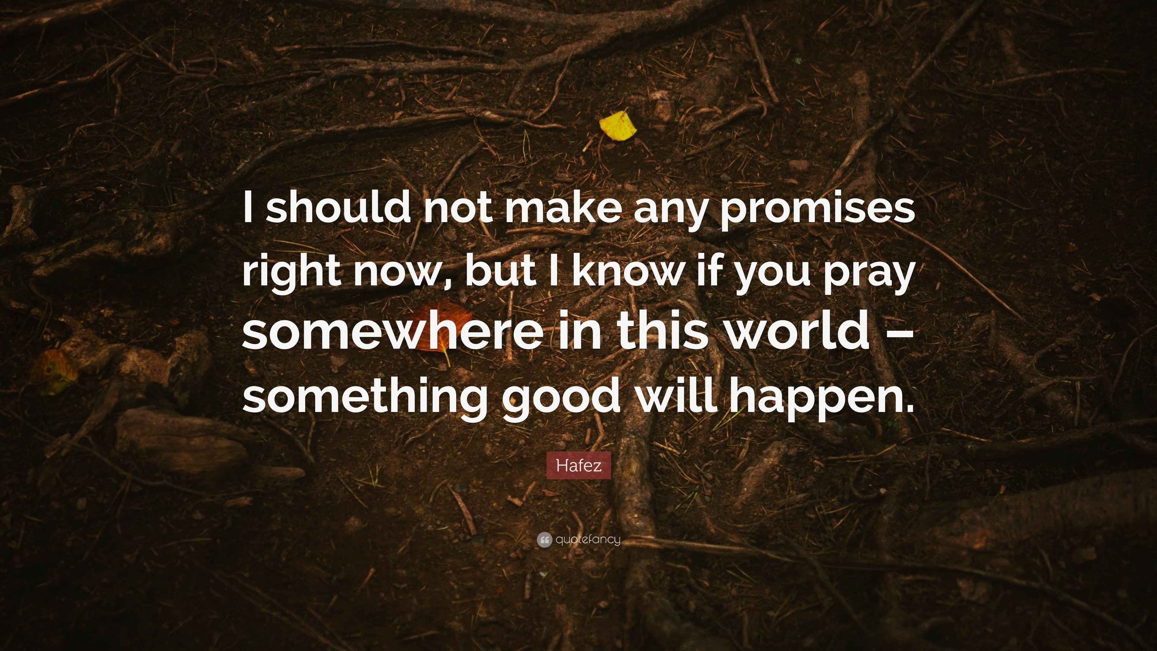 Hafez Quote: “I should not make any promises right now, But I know if ...