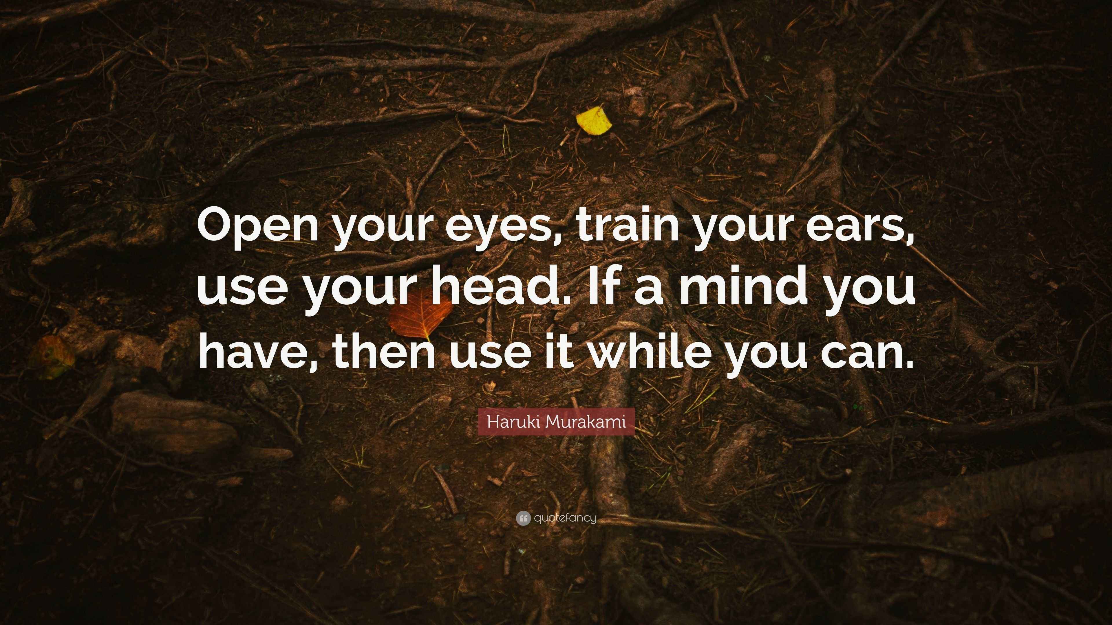 Haruki Murakami Quote: “Open your eyes, train your ears, use your head ...