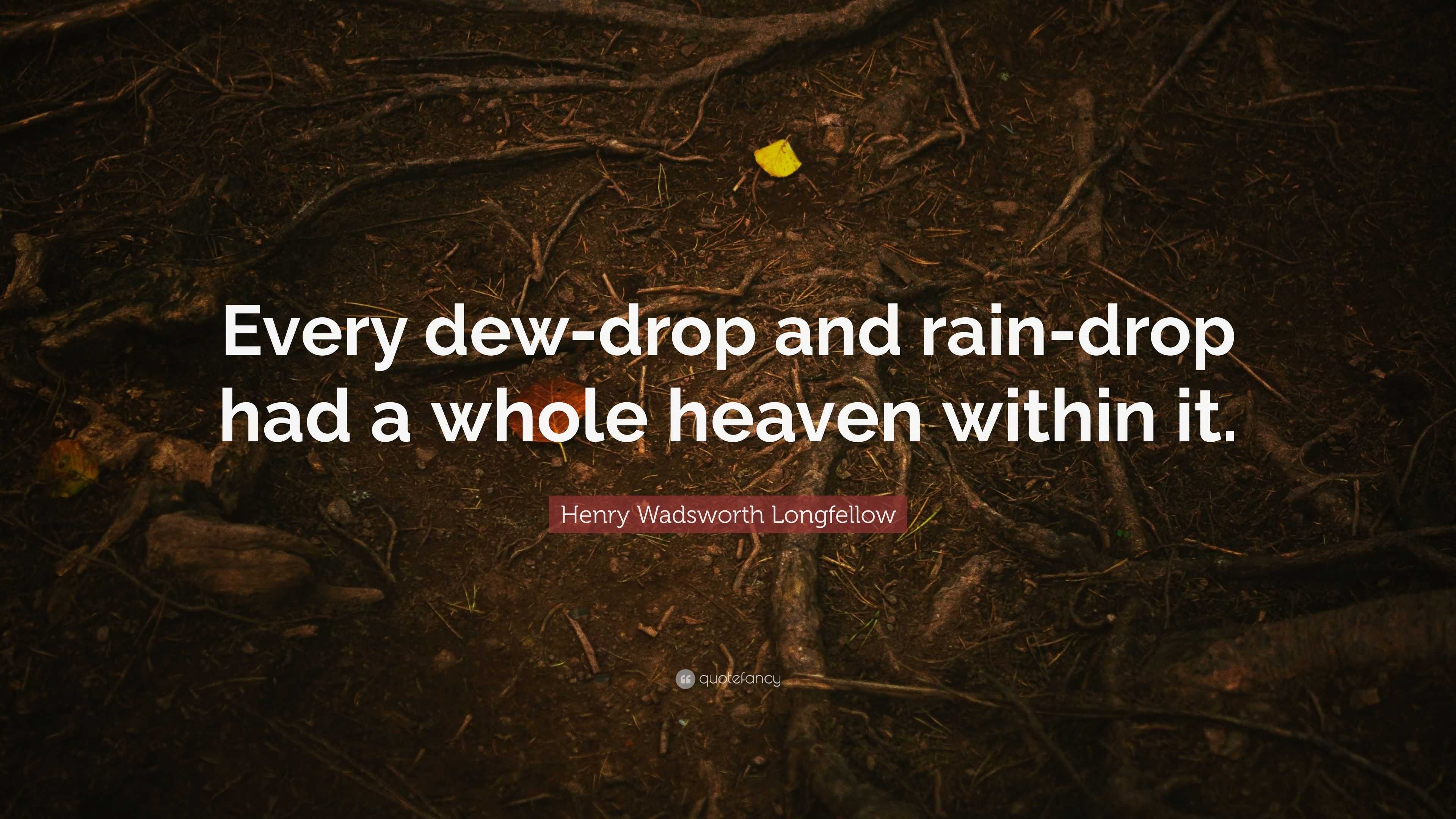 Henry Wadsworth Longfellow Quote: “Every dew-drop and rain-drop had a ...