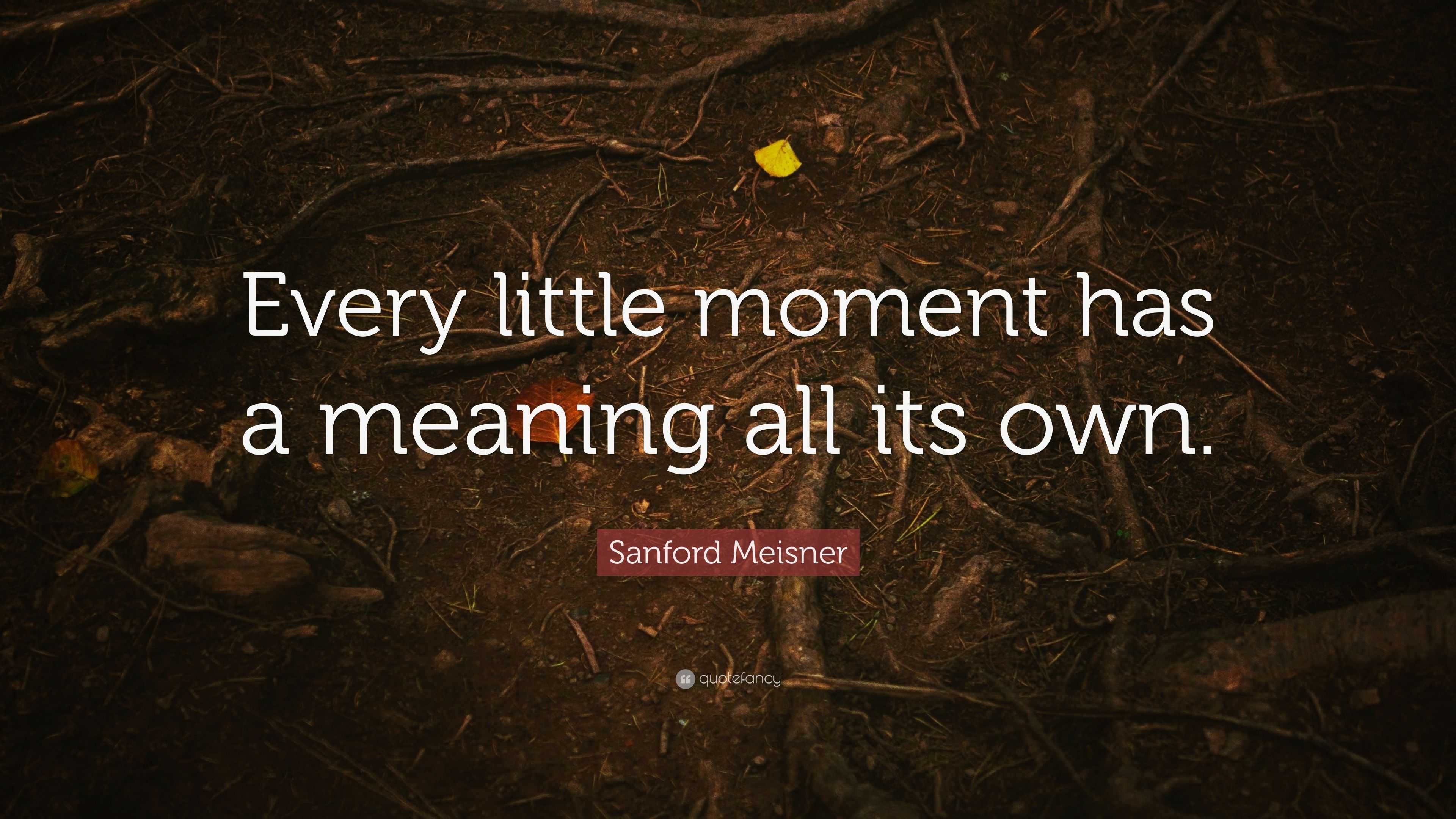 Sanford Meisner Quote: “Every little moment has a meaning all its own.”
