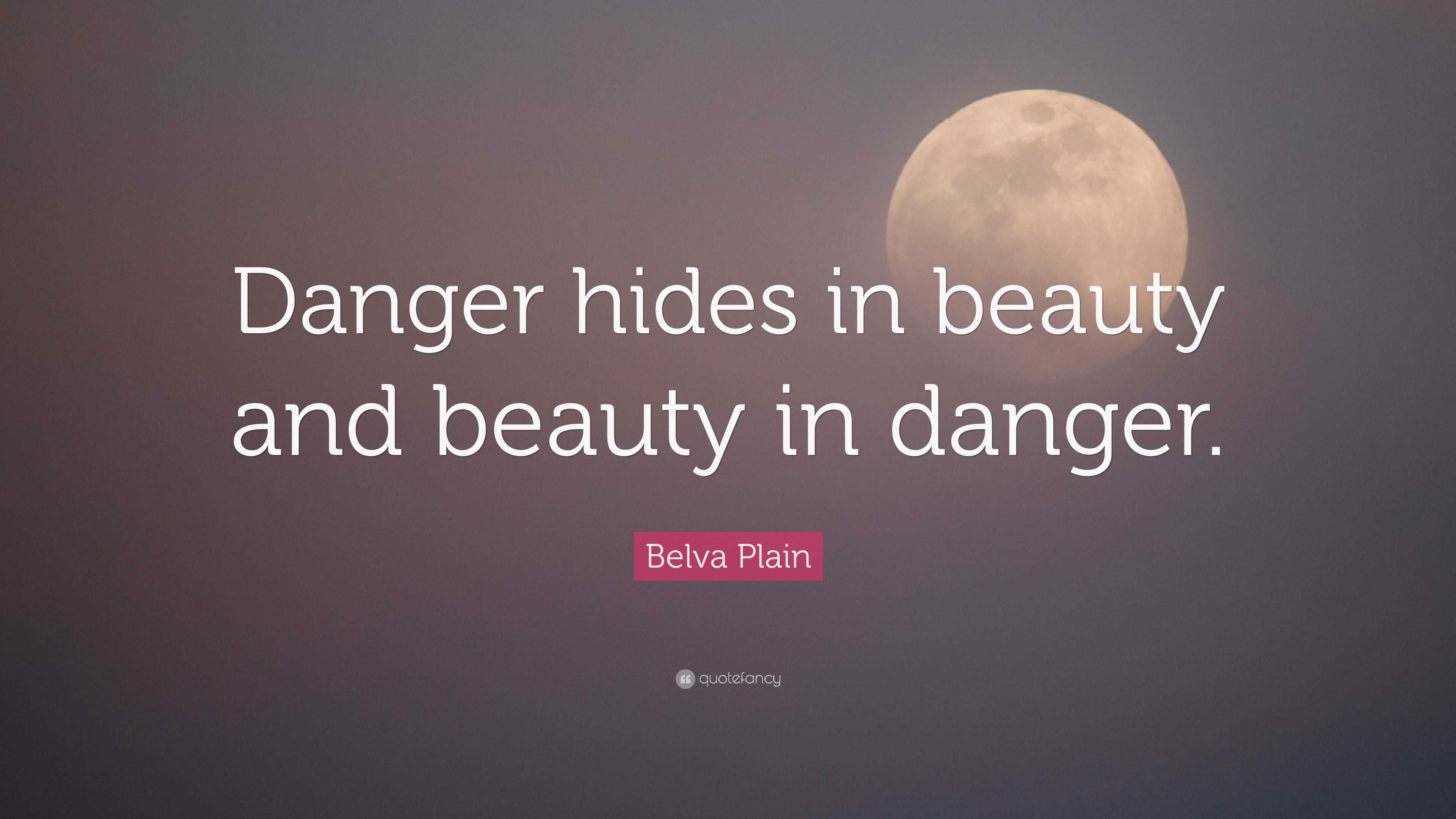 Belva Plain Quote: “Danger hides in beauty and beauty in danger.”