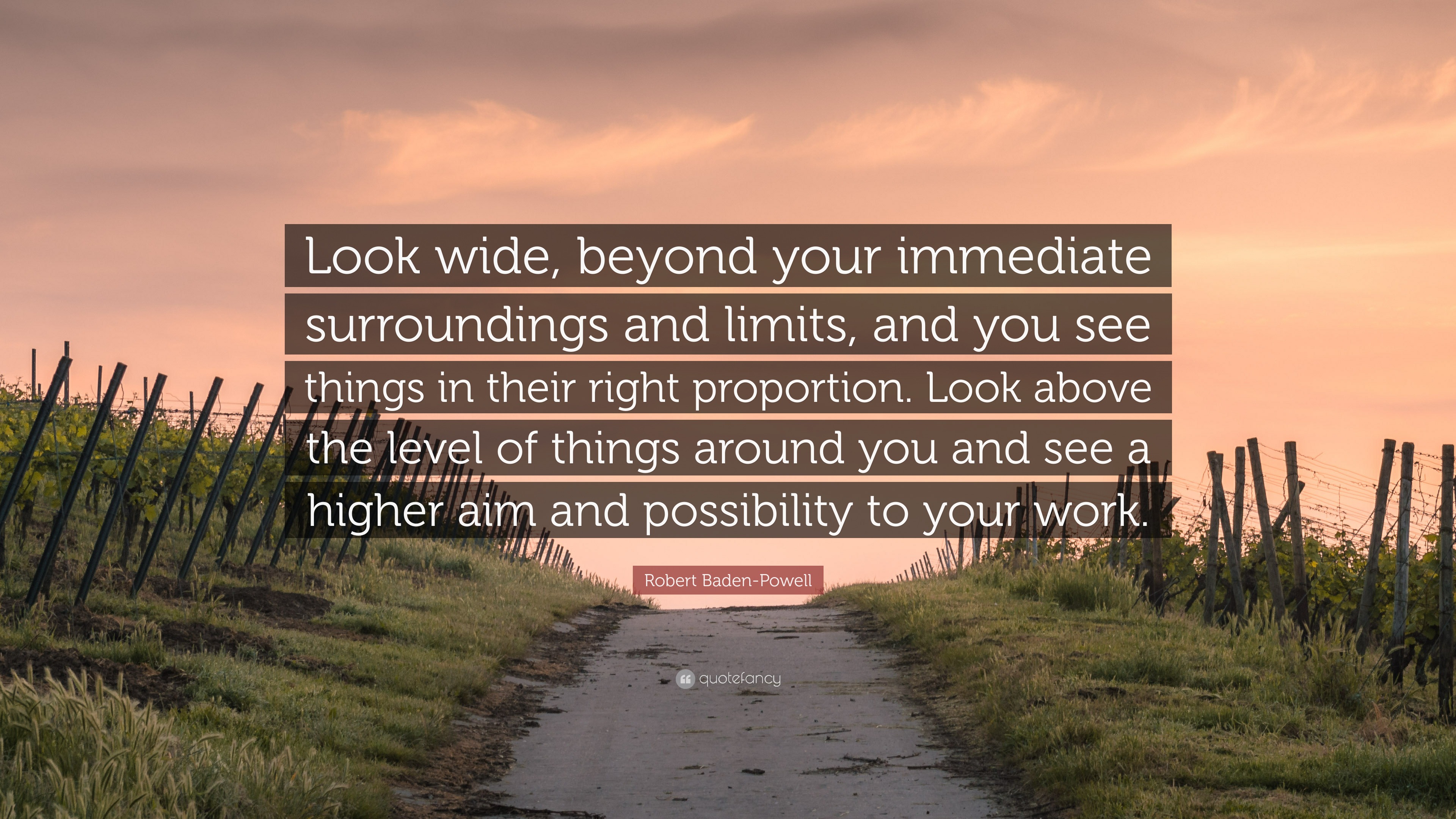 Robert Baden-Powell Quote: “Look wide, beyond your immediate ...