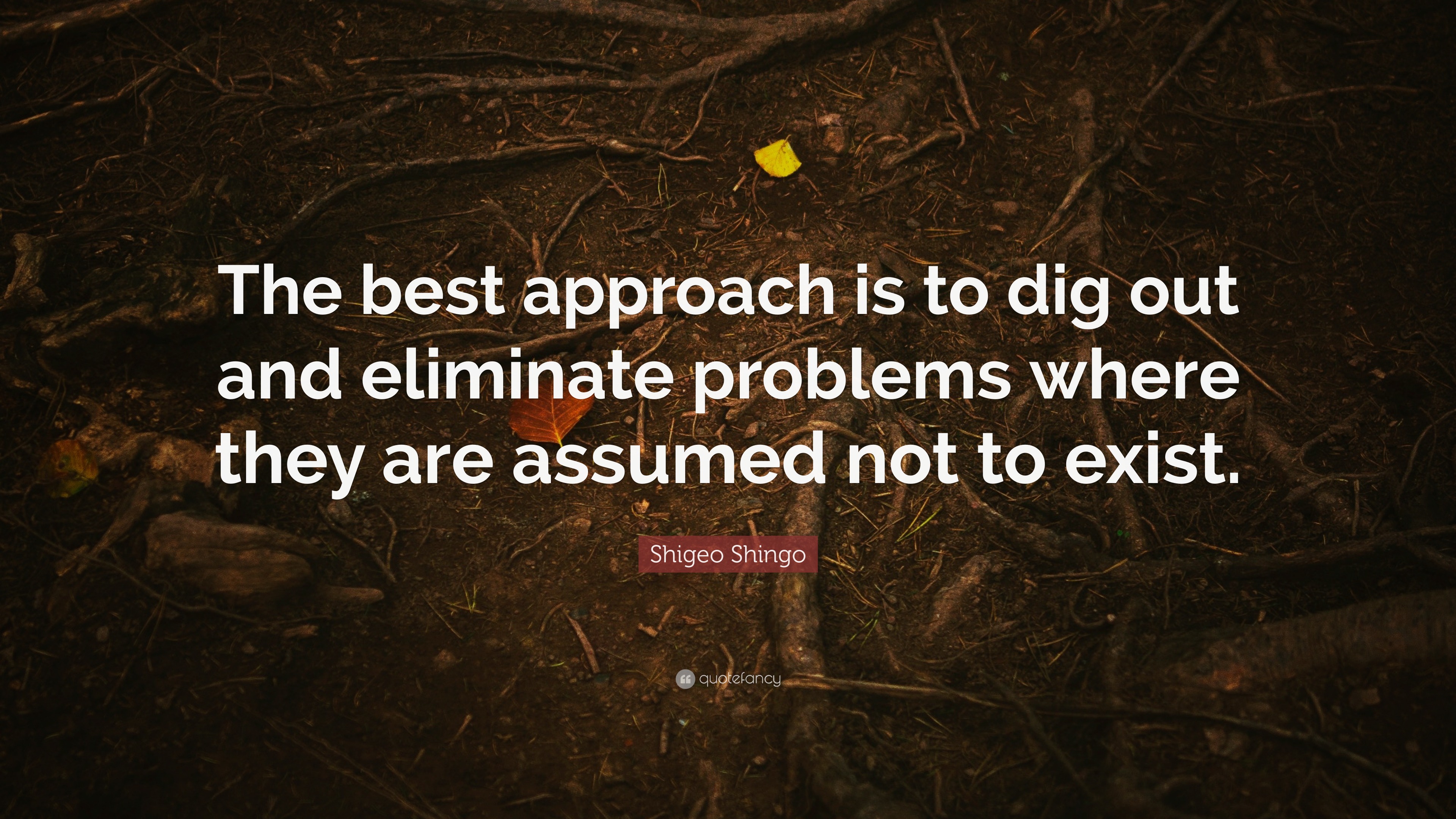 Shigeo Shingo Quote: “The best approach is to dig out and eliminate ...