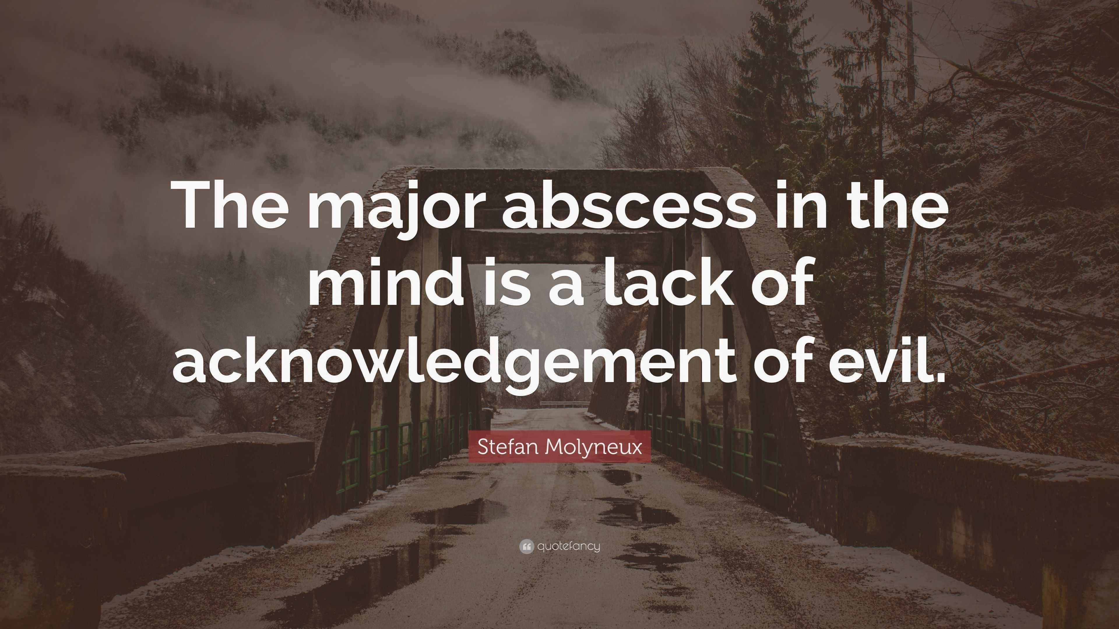 Stefan Molyneux Quote: “The major abscess in the mind is a lack of ...