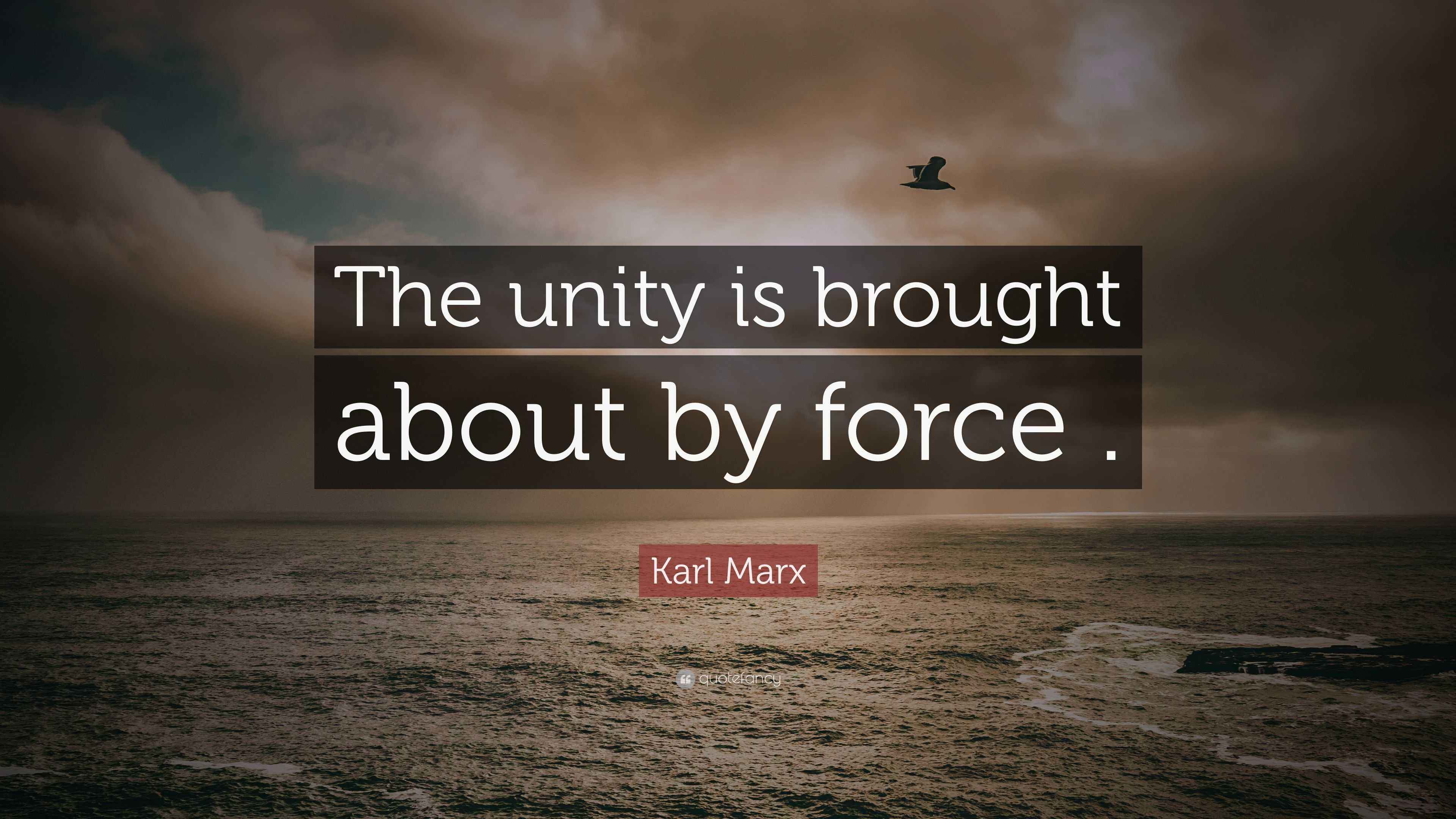 Karl Marx Quote: “The unity is brought about by force