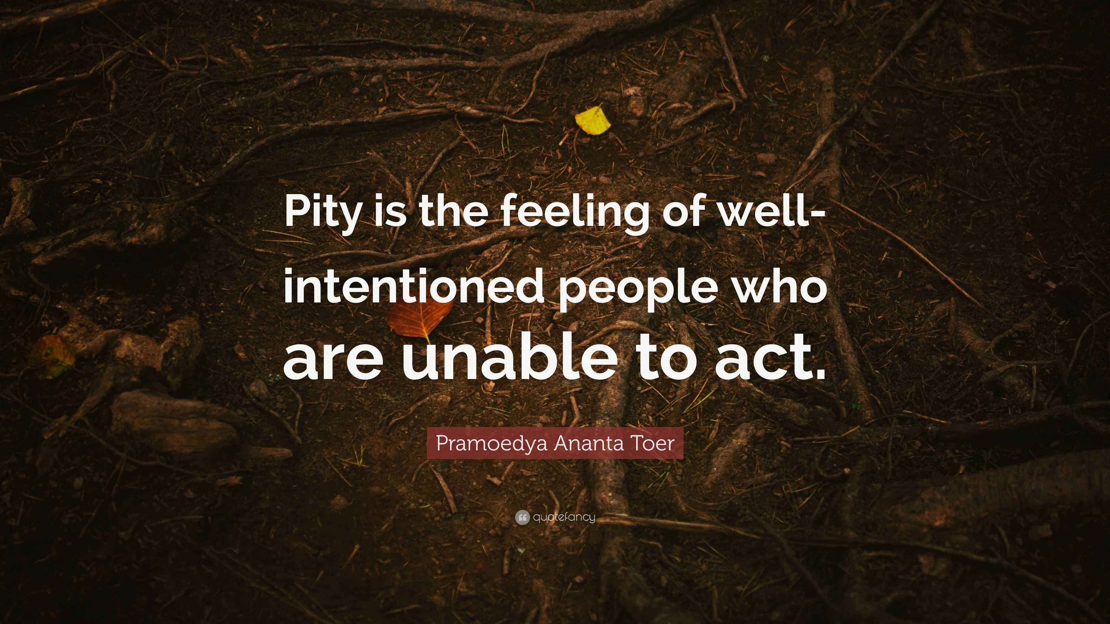 Pramoedya Ananta Toer Quote: “Pity is the feeling of well-intentioned ...