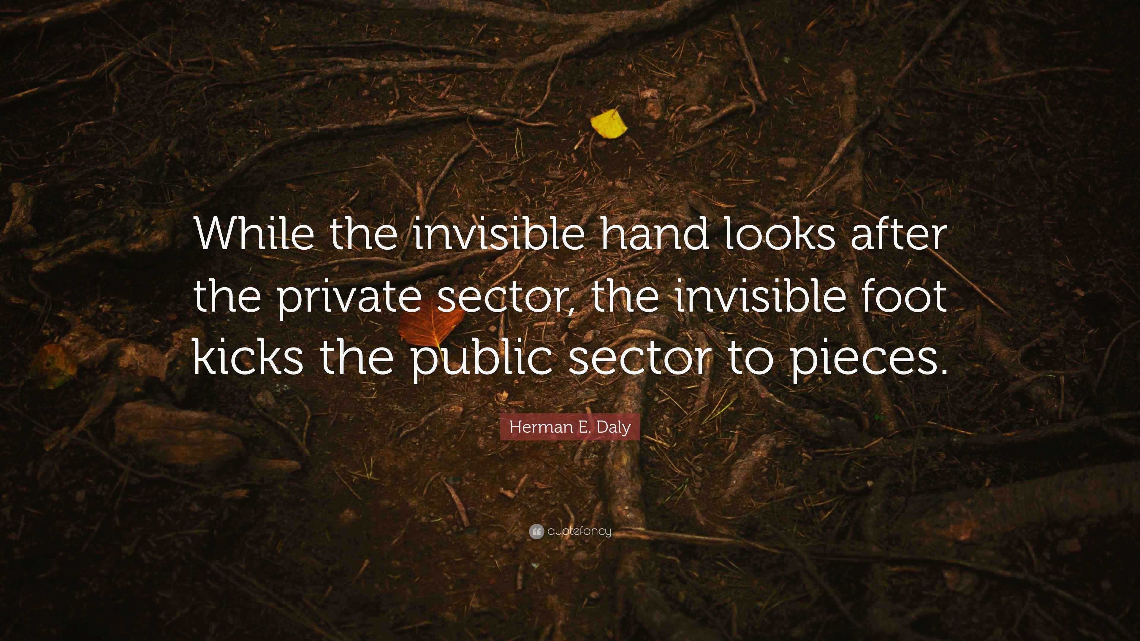 Herman E. Daly Quote: “While the invisible hand looks after the private ...