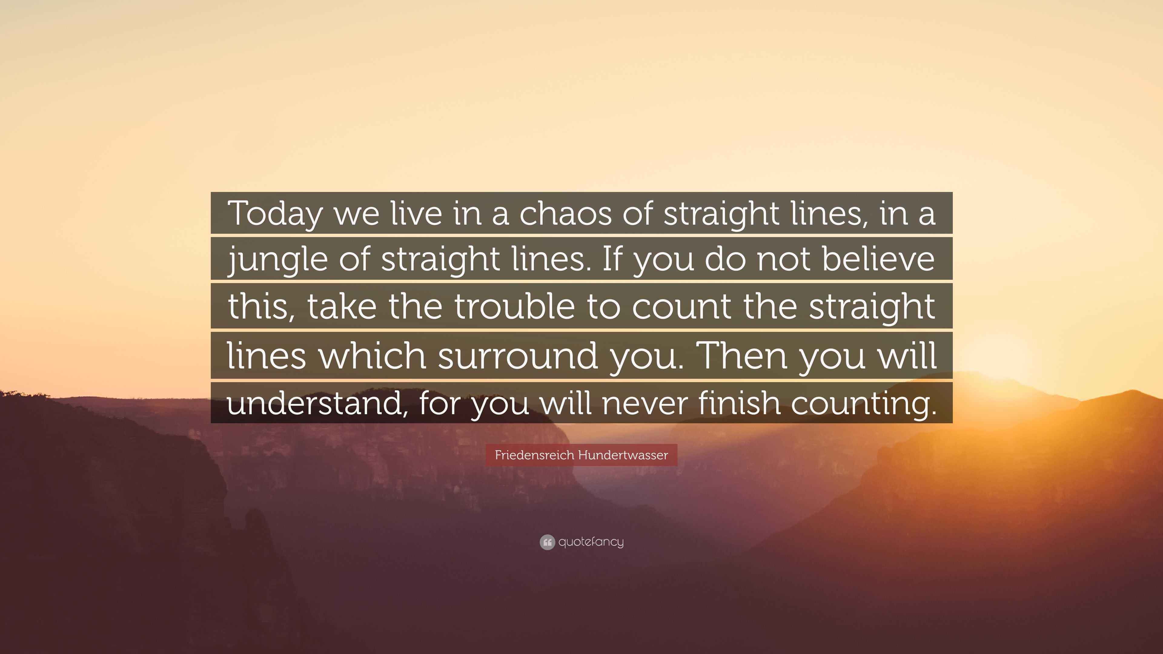 Friedensreich Hundertwasser Quote: “Today we live in a chaos of ...