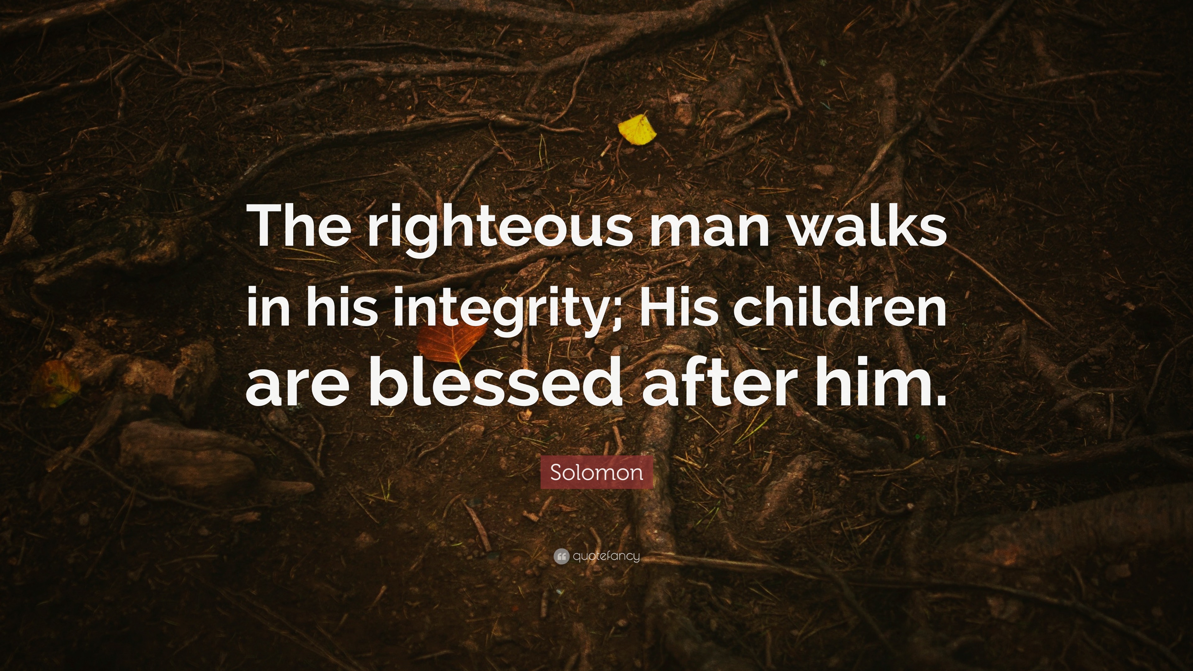 Solomon Quote: “The righteous man walks in his integrity; His children ...