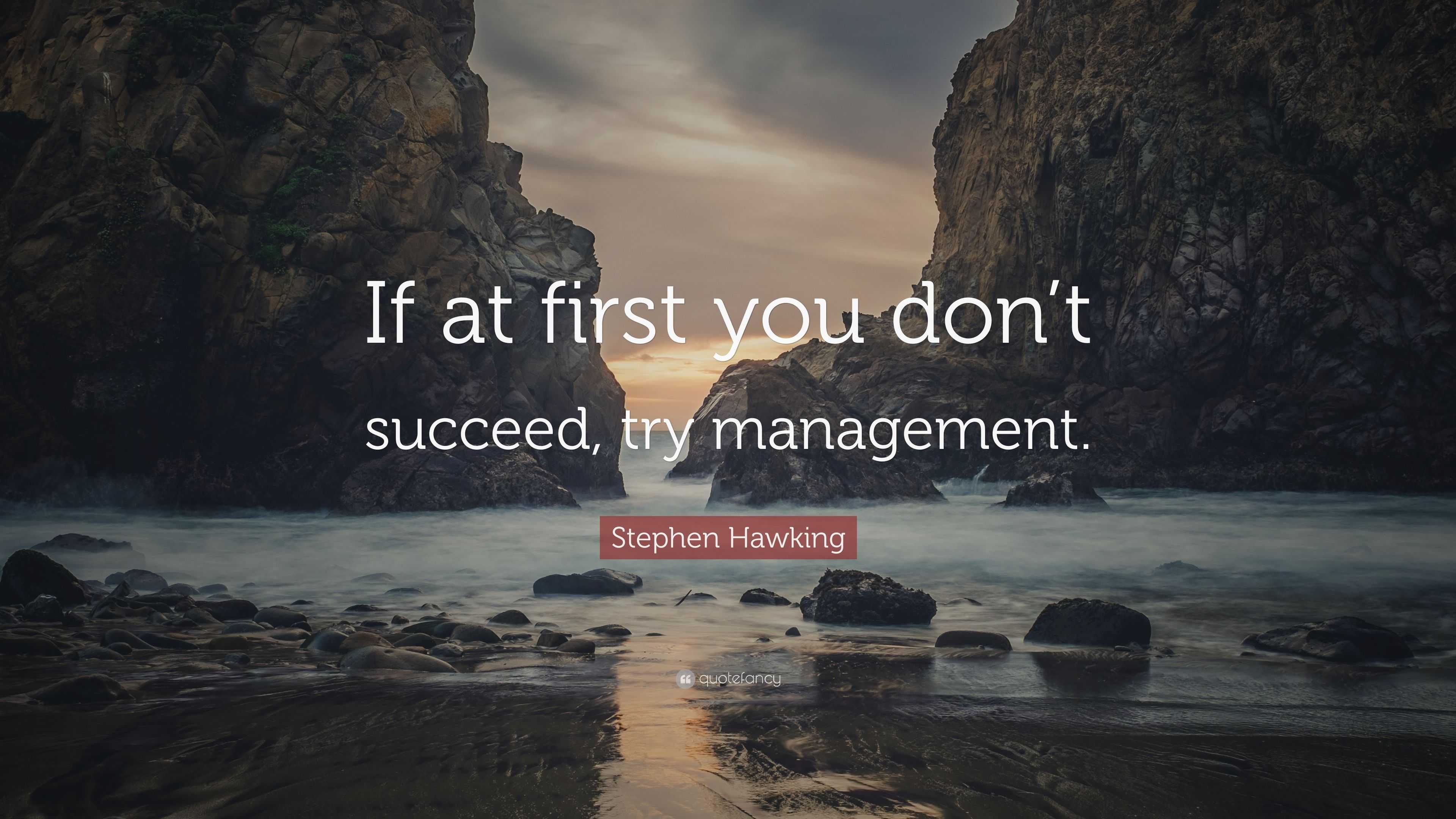 Stephen Hawking Quote: “If at first you don’t succeed, try management.”