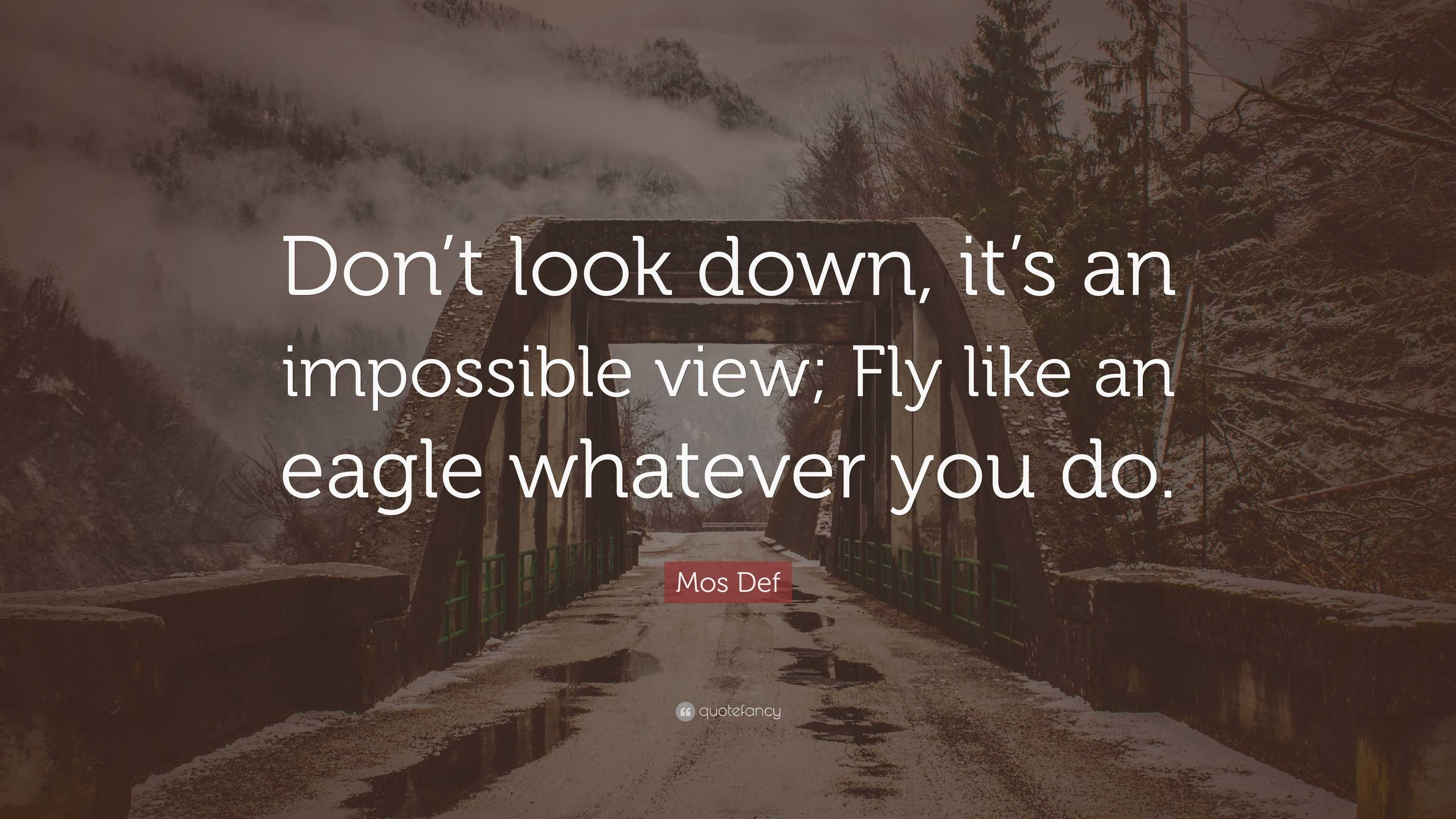 Mos Def Quote: “Don’t look down, it’s an impossible view; Fly like an ...