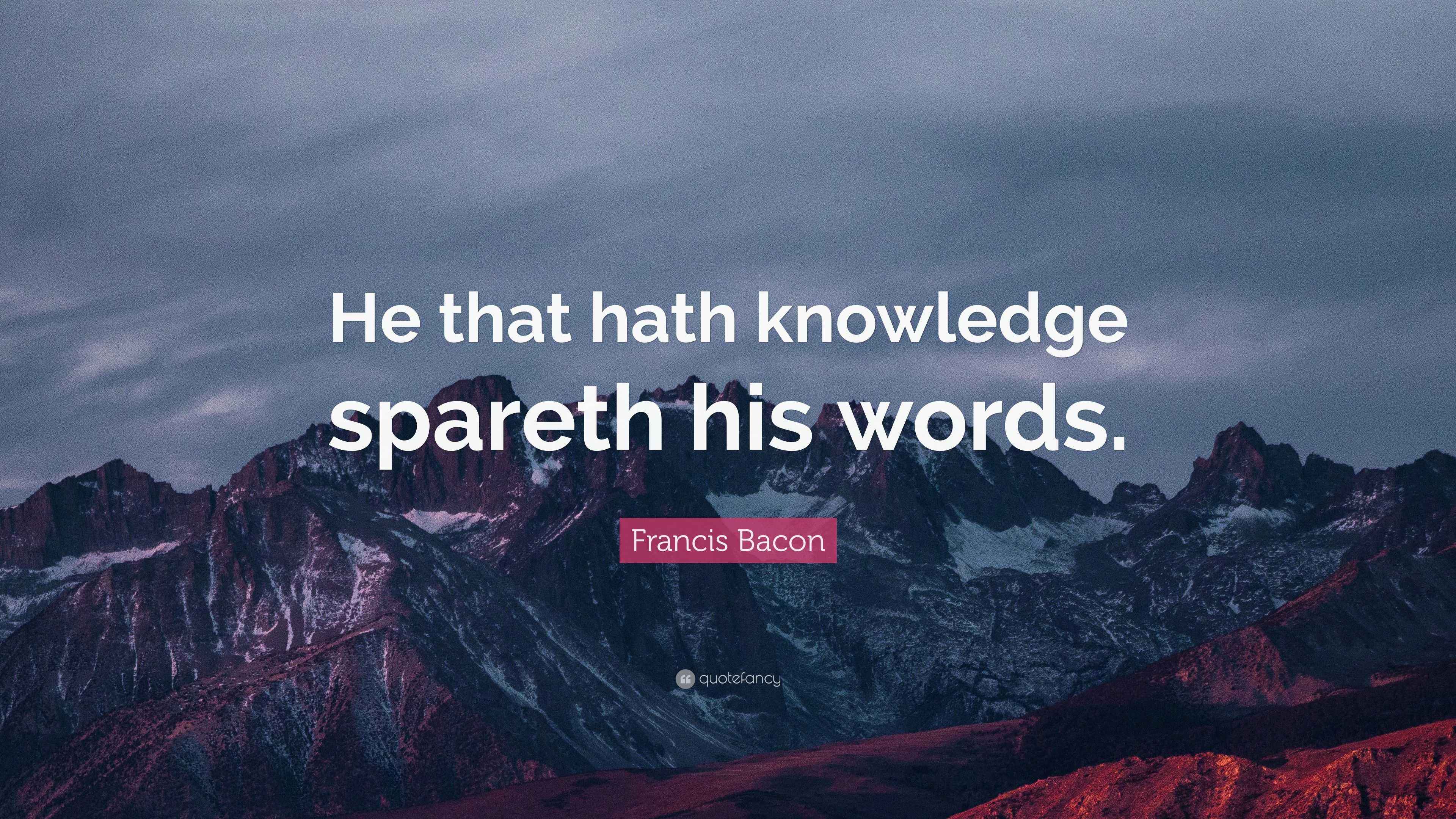 Francis Bacon Quote: “He that hath knowledge spareth his words.”