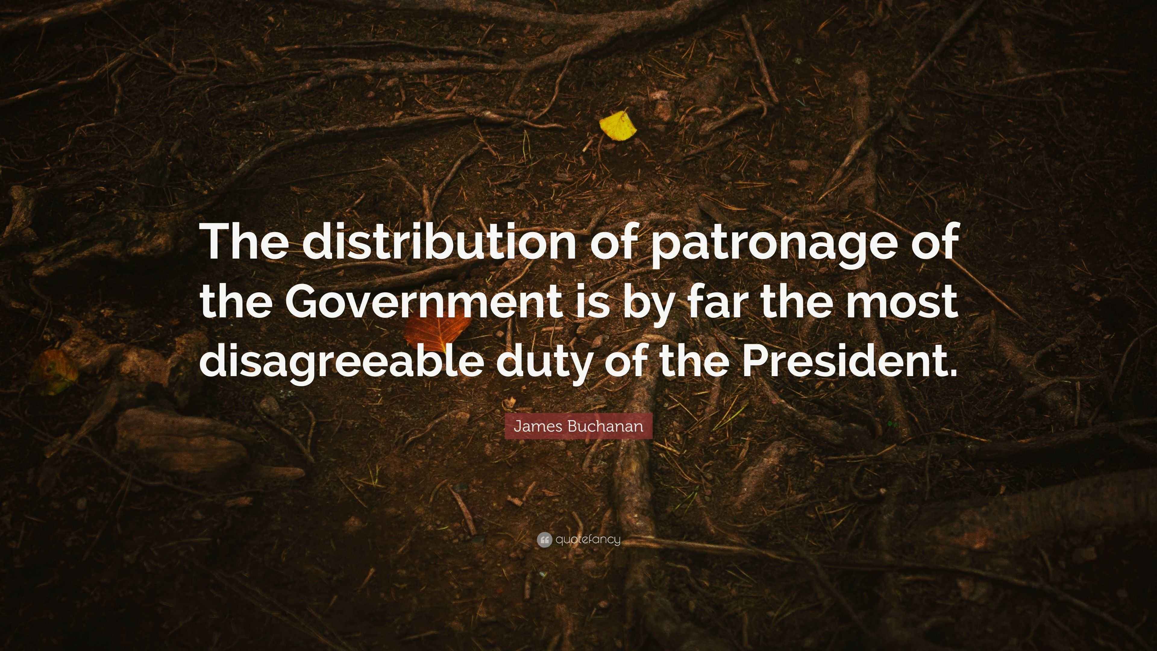 James Buchanan Quote: “The distribution of patronage of the Government ...