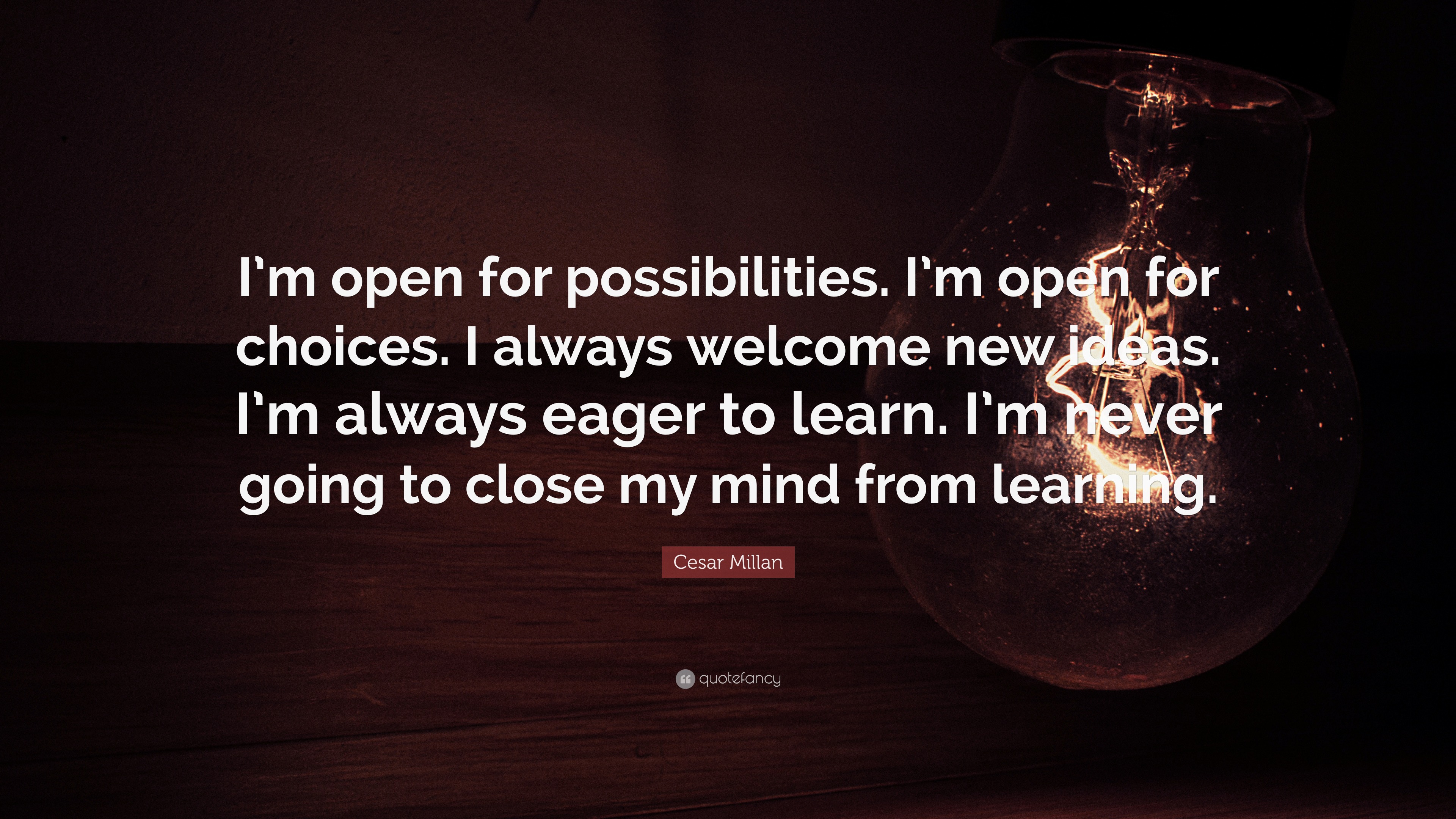 Cesar Millan Quote: “I’m open for possibilities. I’m open for choices ...