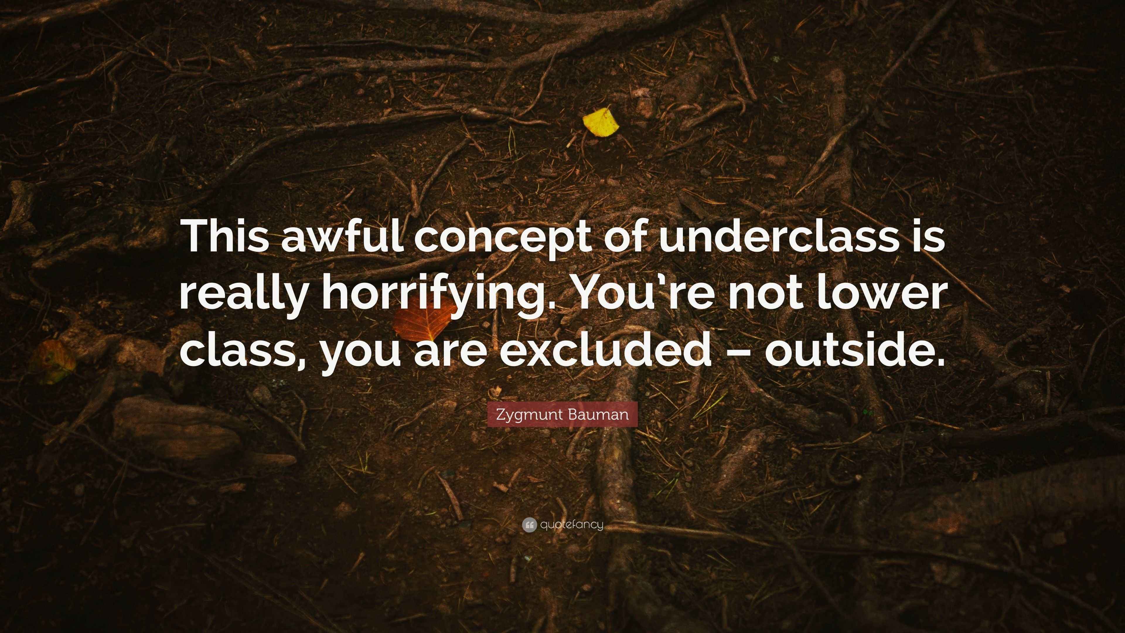 Zygmunt Bauman Quote: “This awful concept of underclass is really ...