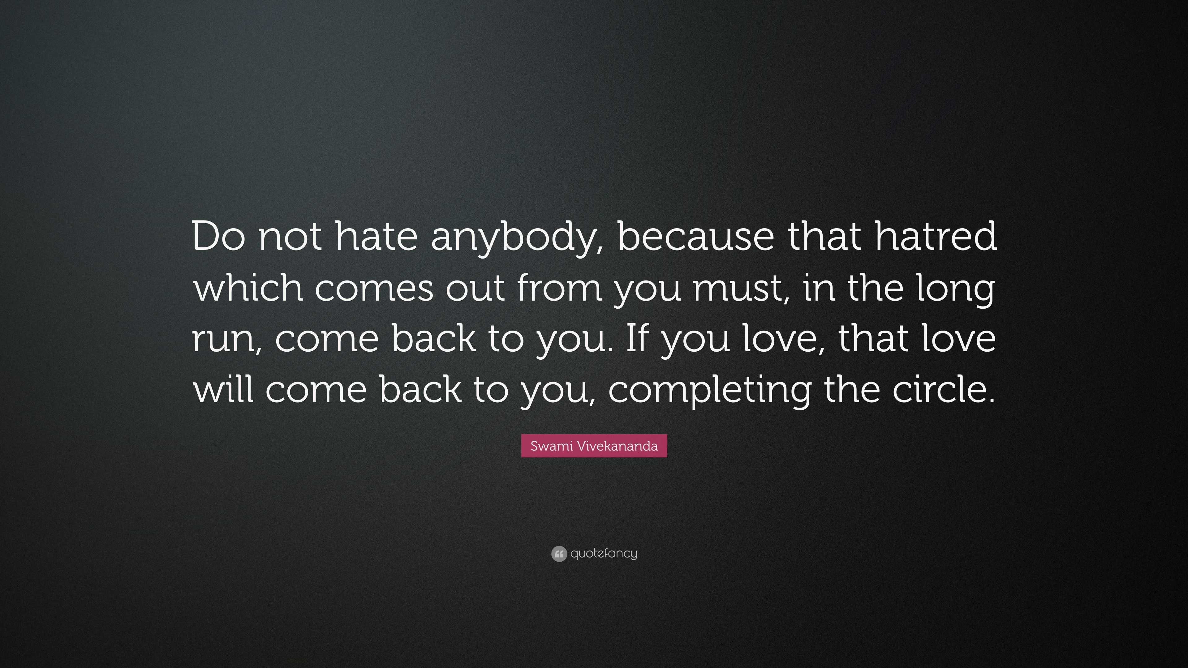 Swami Vivekananda Quote: “Do not hate anybody, because that hatred ...