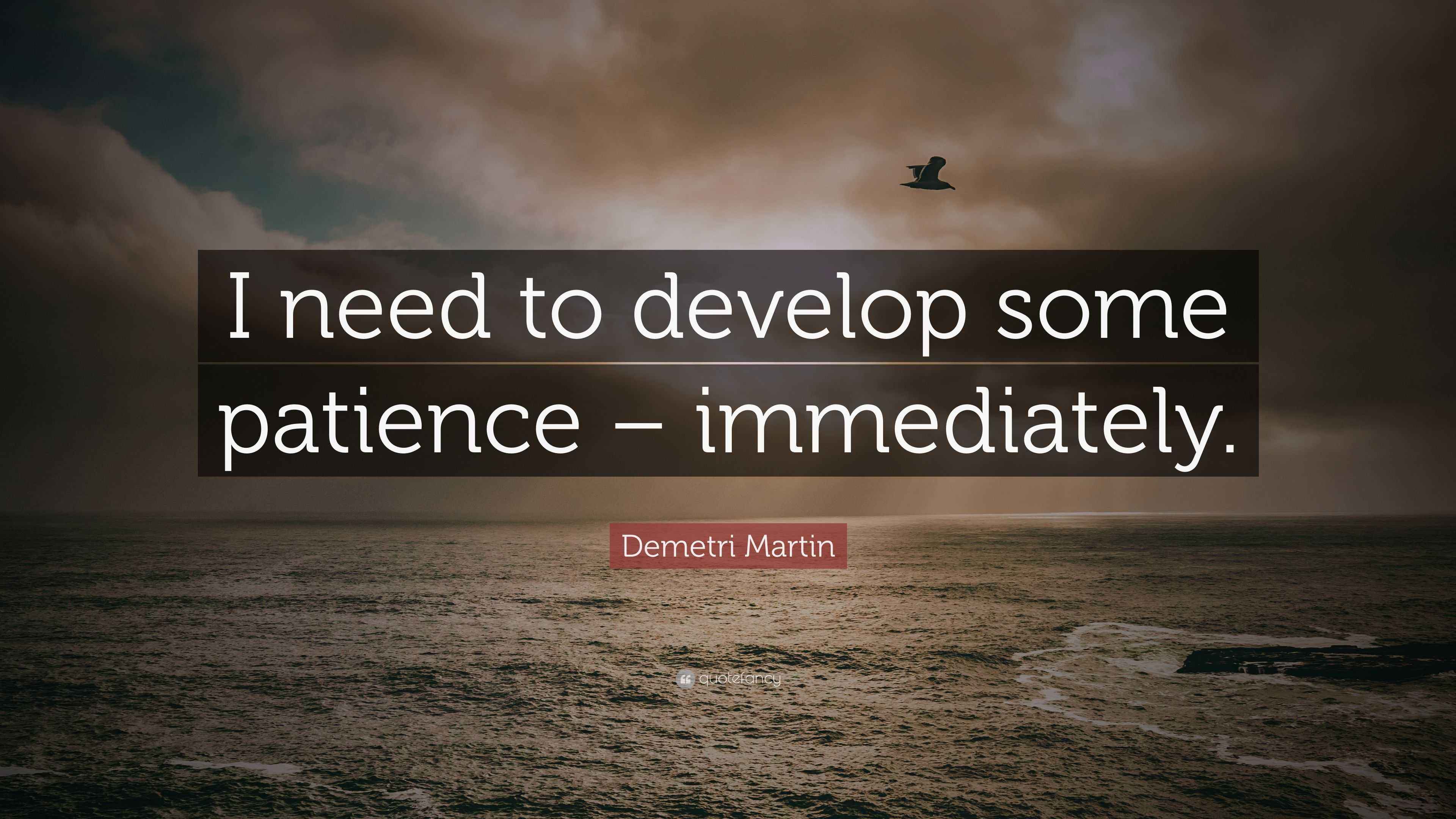 Demetri Martin Quote: “I need to develop some patience – immediately.”