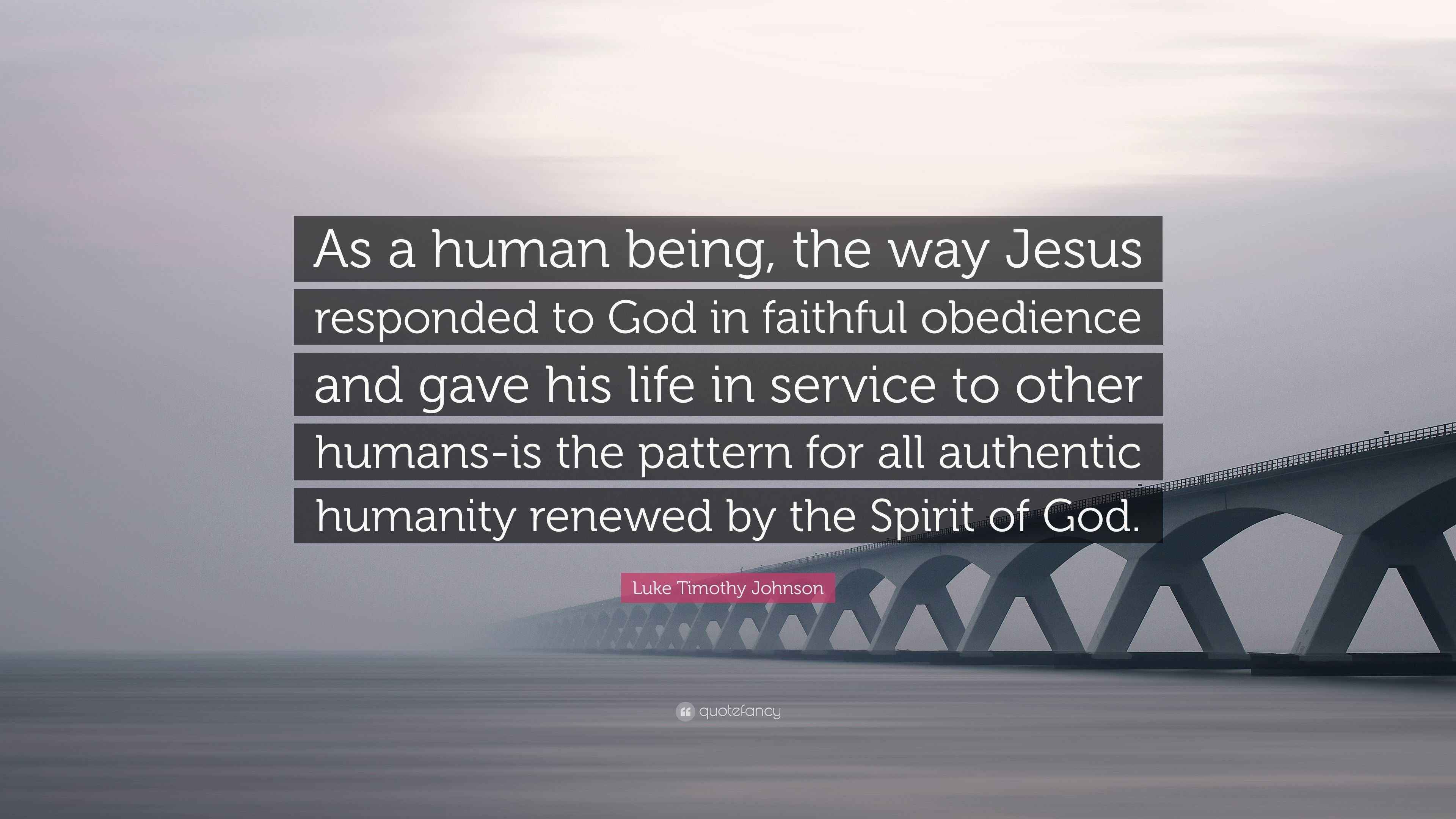 Luke Timothy Johnson Quote: “As a human being, the way Jesus responded ...