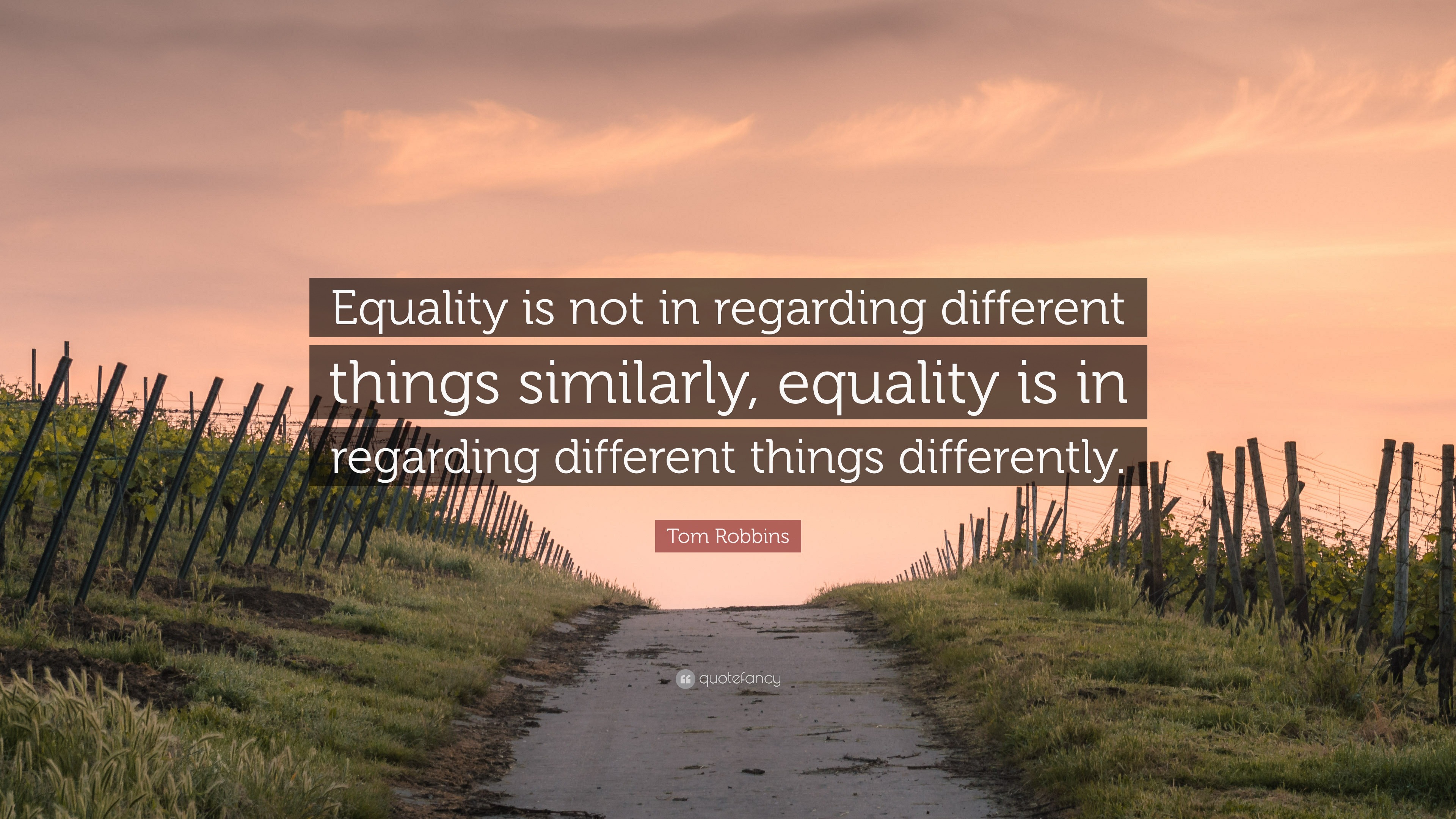 Tom Robbins Quote: “Equality is not in regarding different things ...