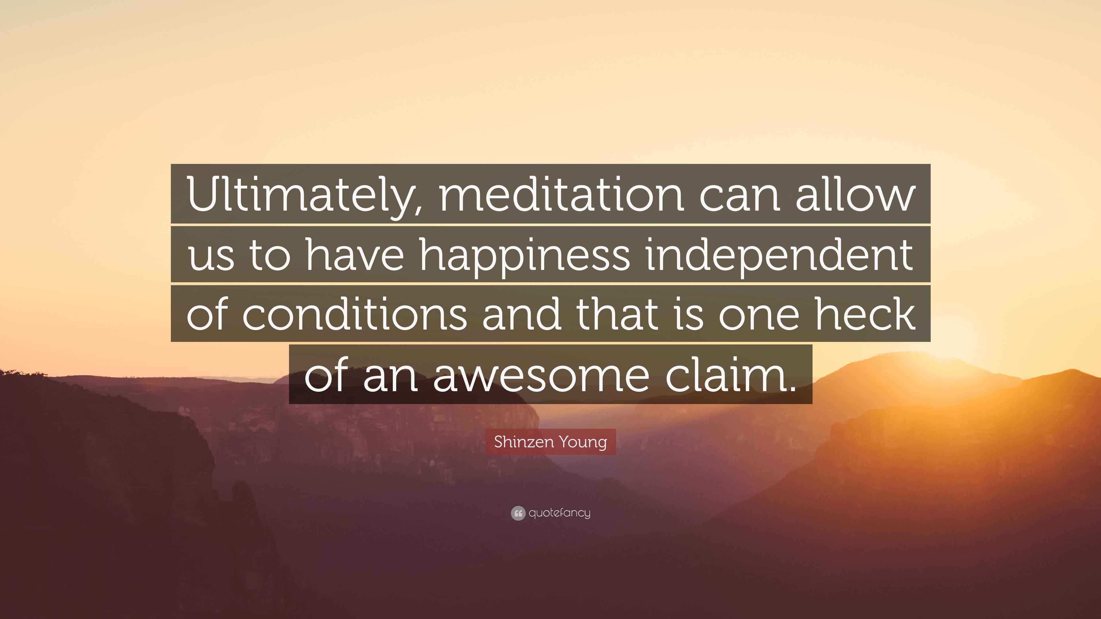 Shinzen Young Quote: “Ultimately, meditation can allow us to have ...