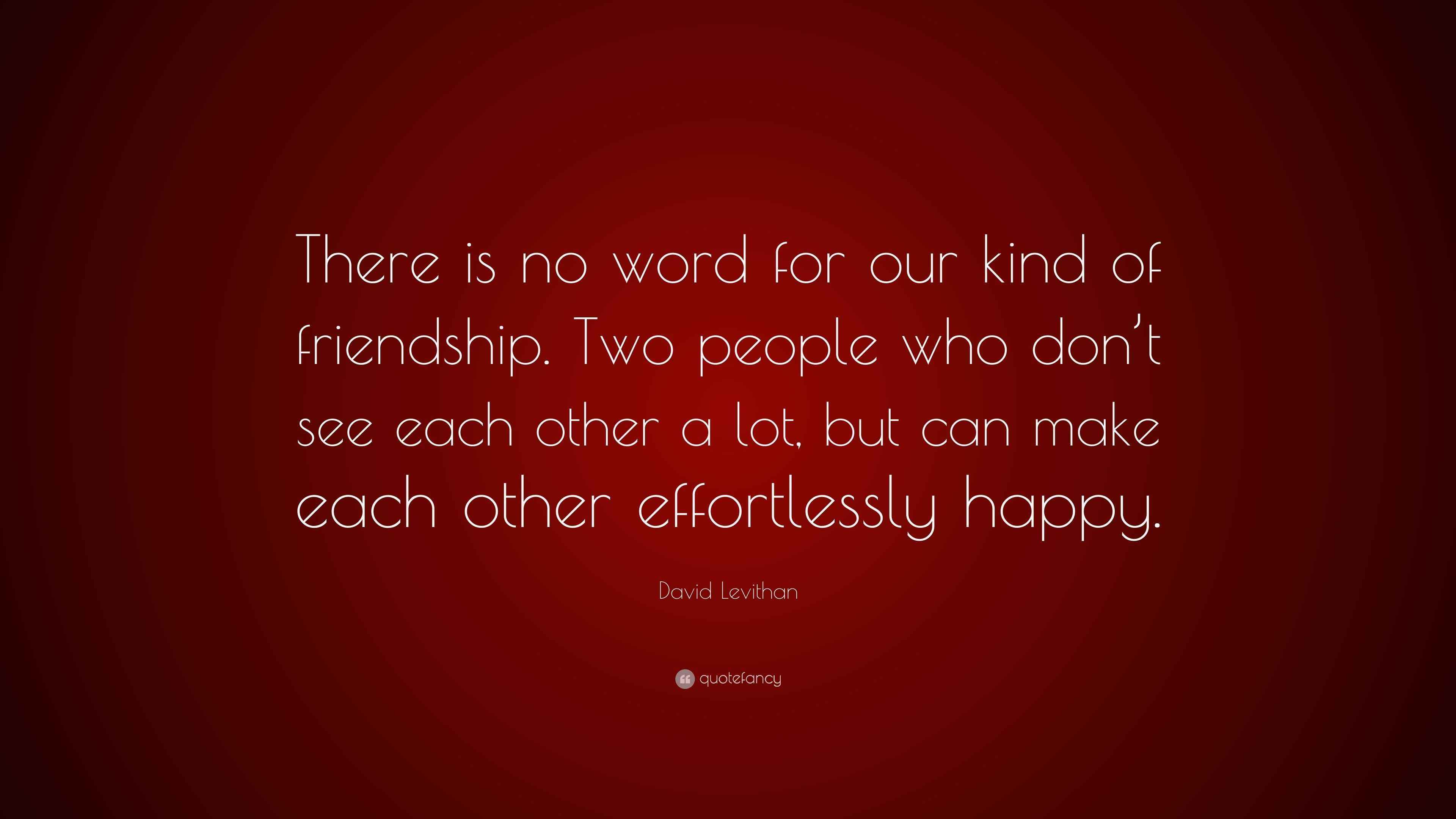 David Levithan Quote: “There is no word for our kind of friendship. Two ...