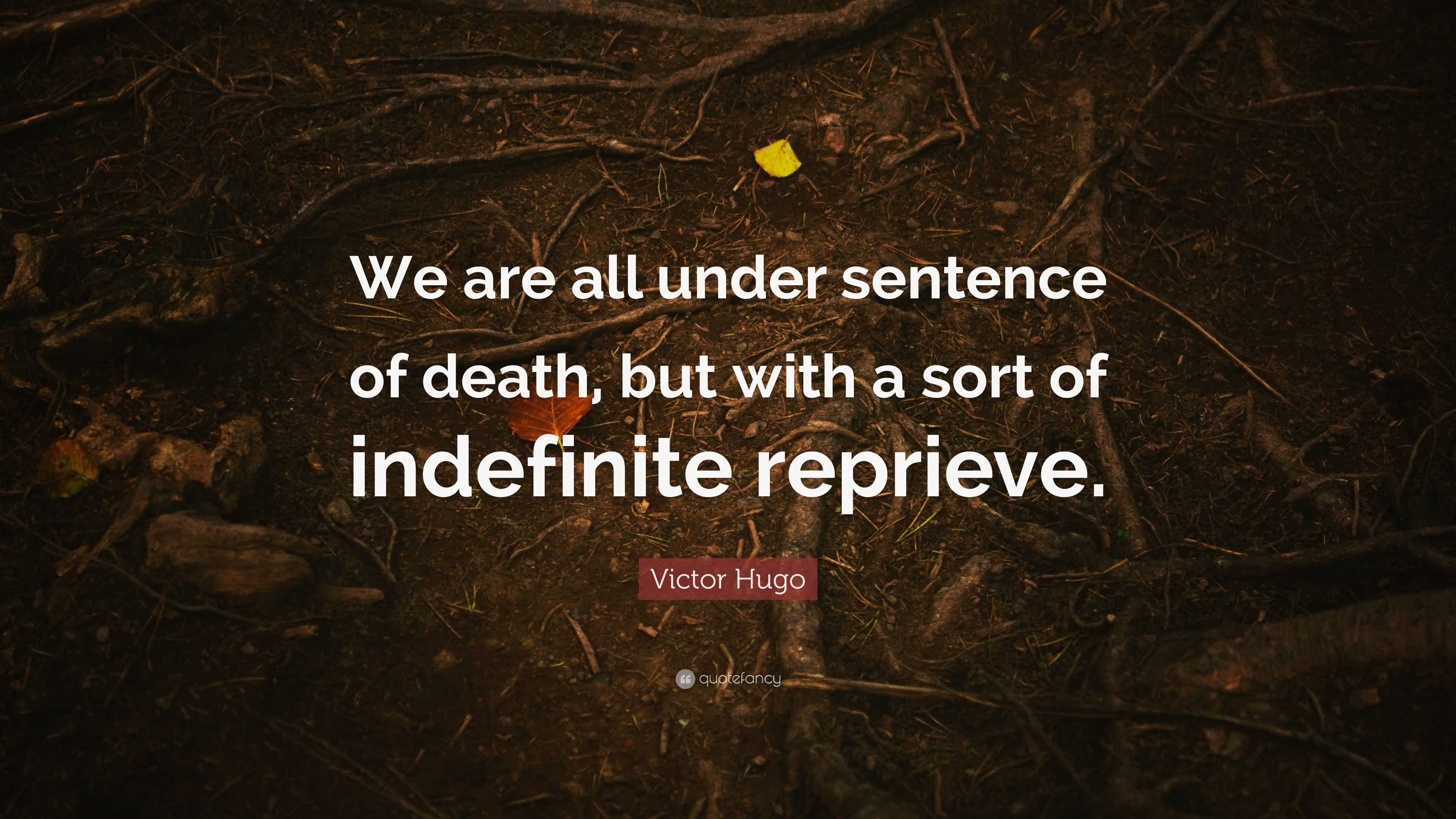 Victor Hugo Quote: “We are all under sentence of death, but with a sort ...