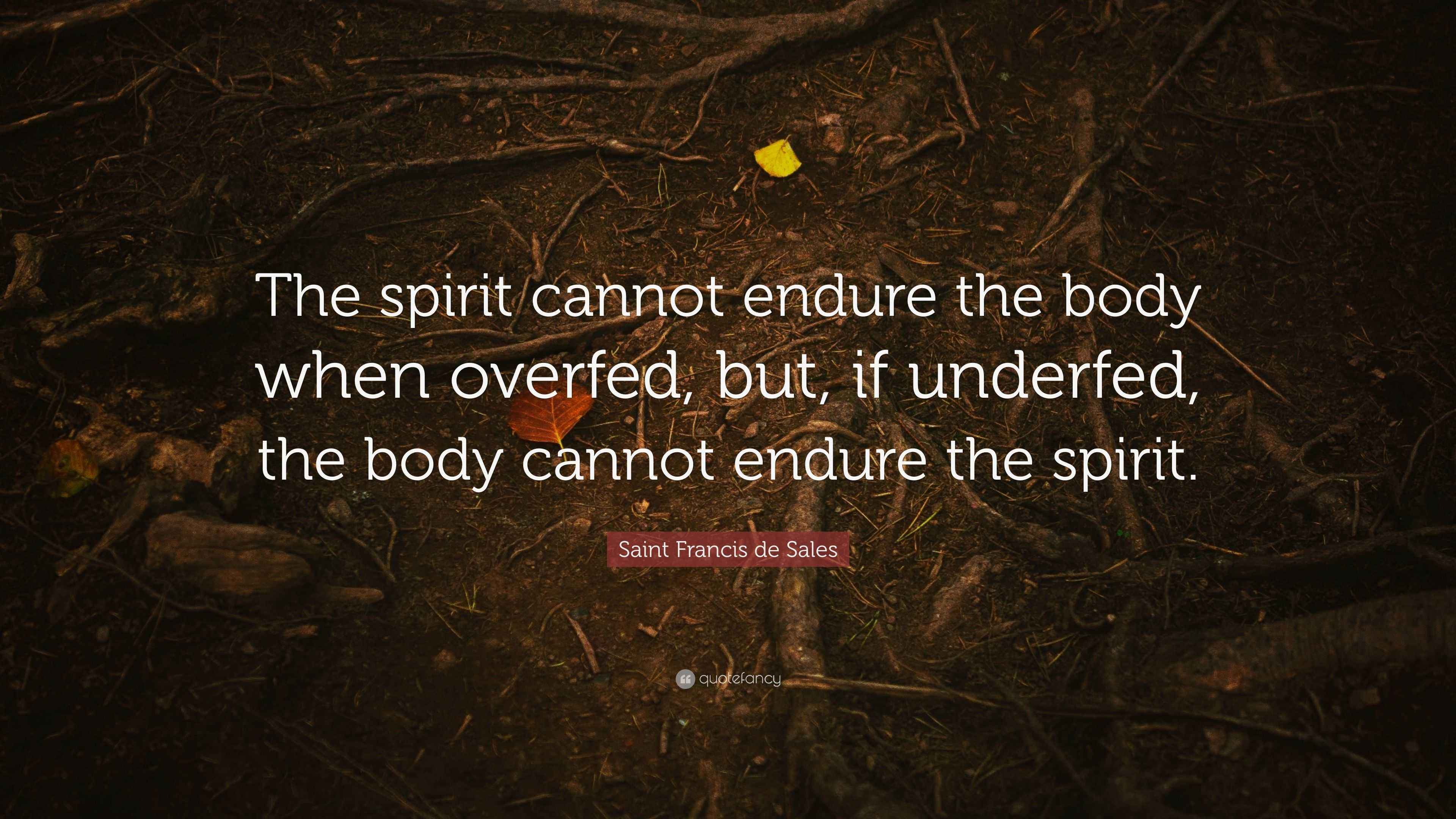 Saint Francis de Sales Quote: “The spirit cannot endure the body when ...