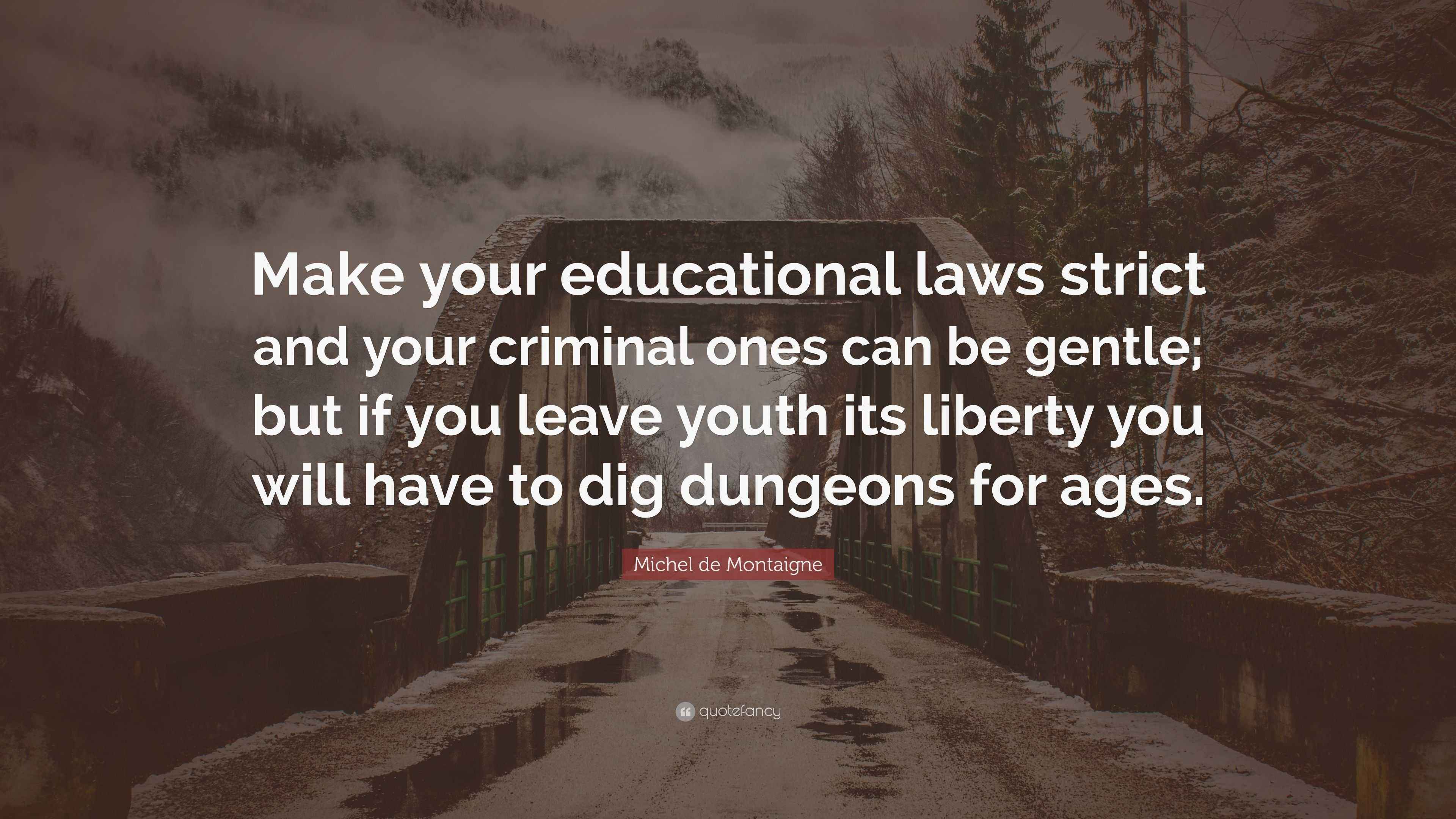 Michel de Montaigne Quote: “Make your educational laws strict and your ...