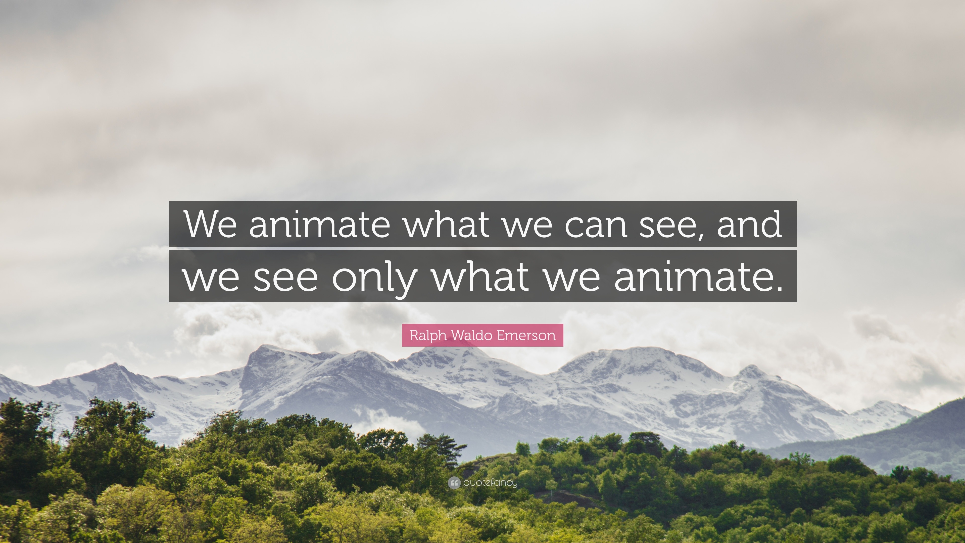 Ralph Waldo Emerson Quote: “We animate what we can see, and we see only ...