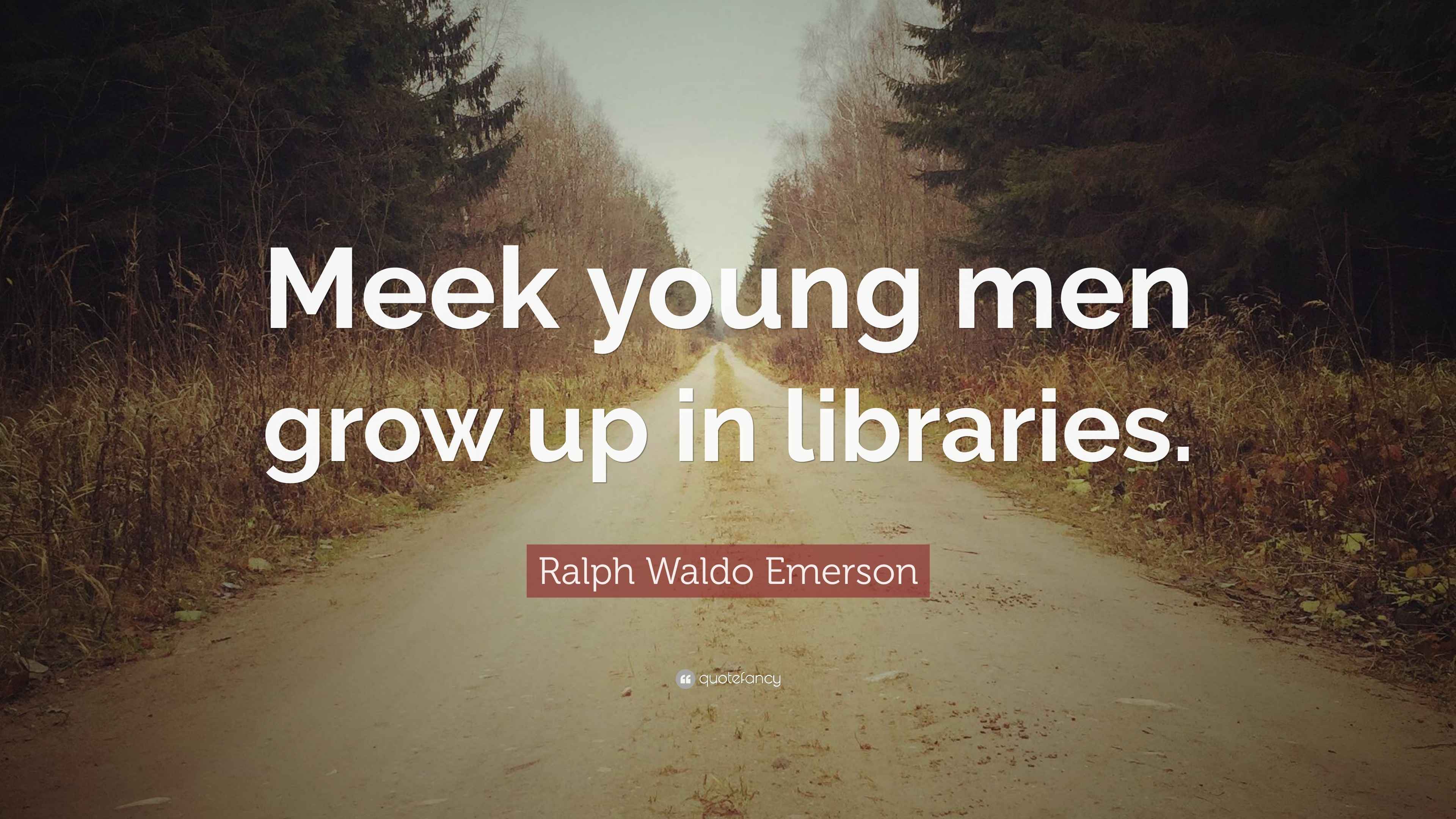 Ralph Waldo Emerson Quote: “Meek young men grow up in libraries.”