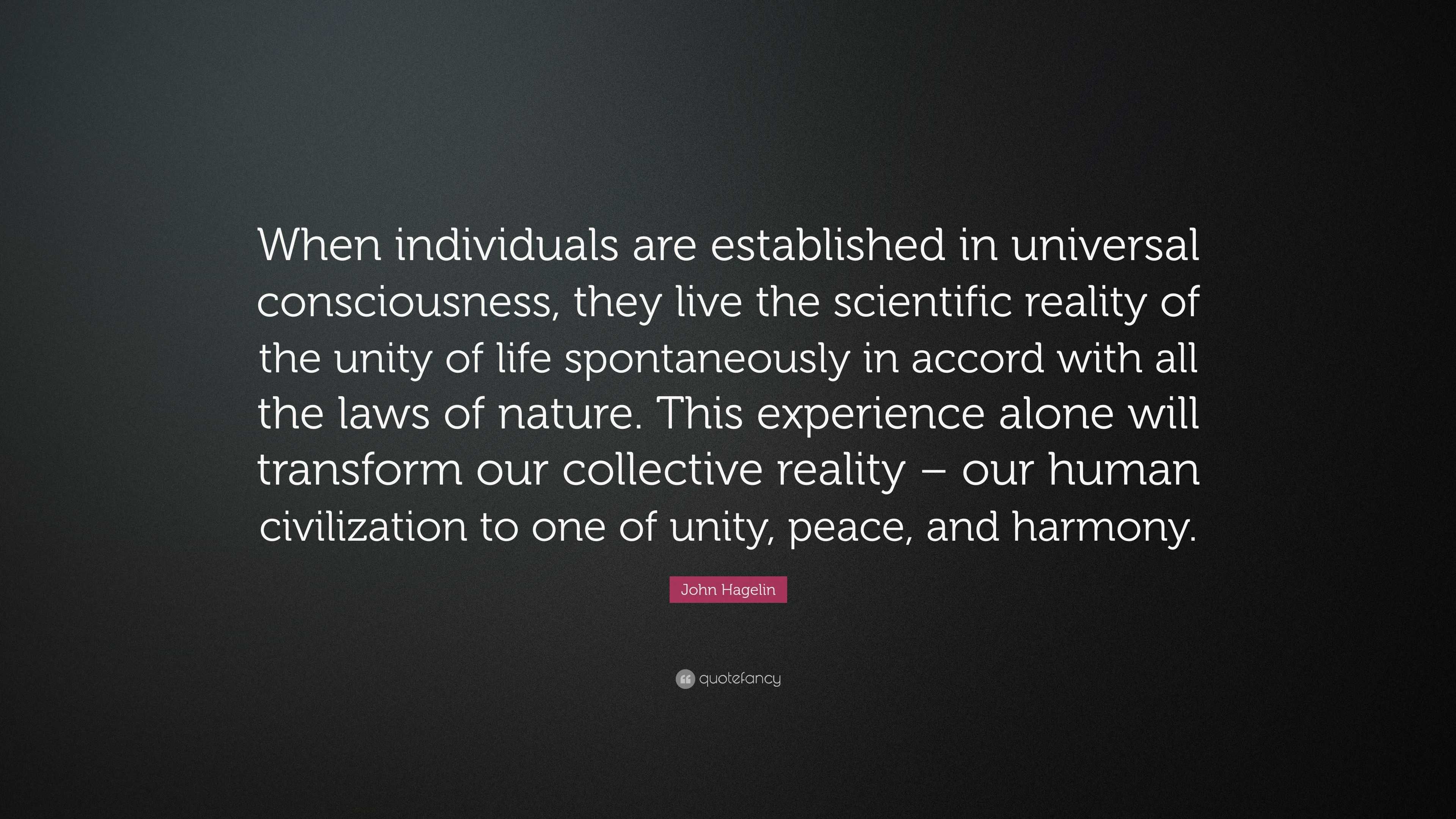 John Hagelin Quote: “When individuals are established in universal ...