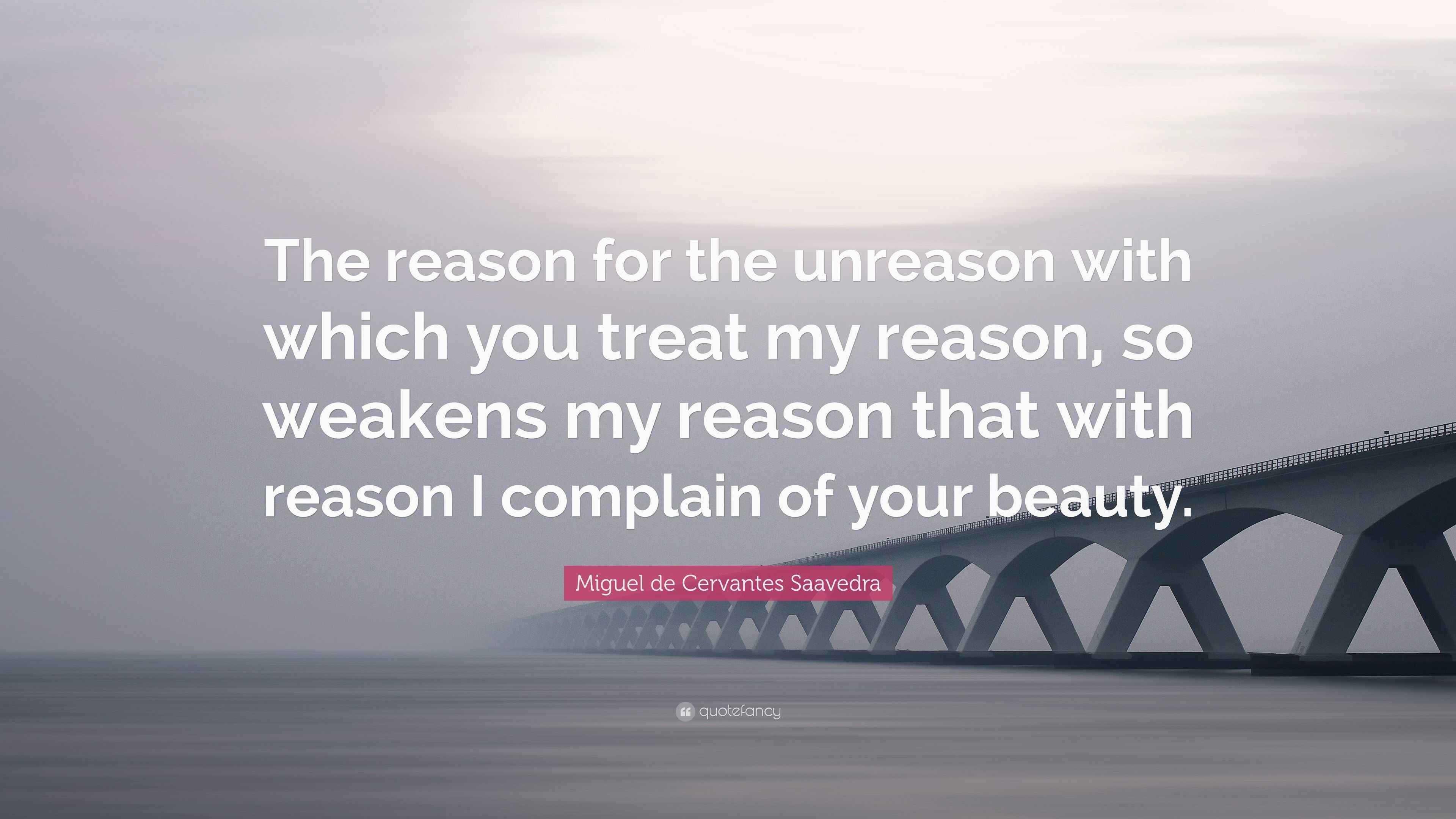 Miguel de Cervantes Saavedra Quote: “The reason for the unreason with ...