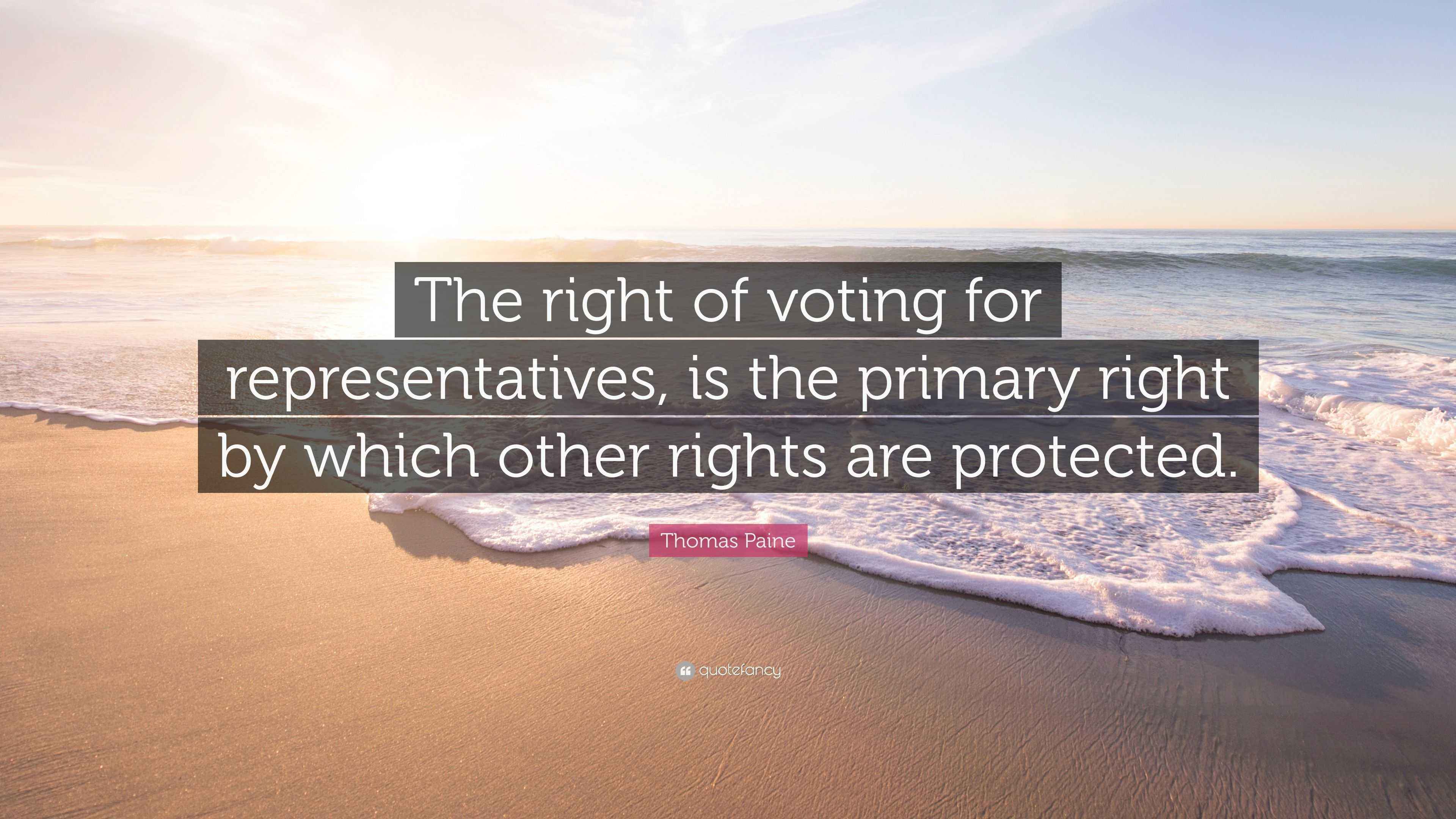 Thomas Paine Quote: “The right of voting for representatives, is the ...