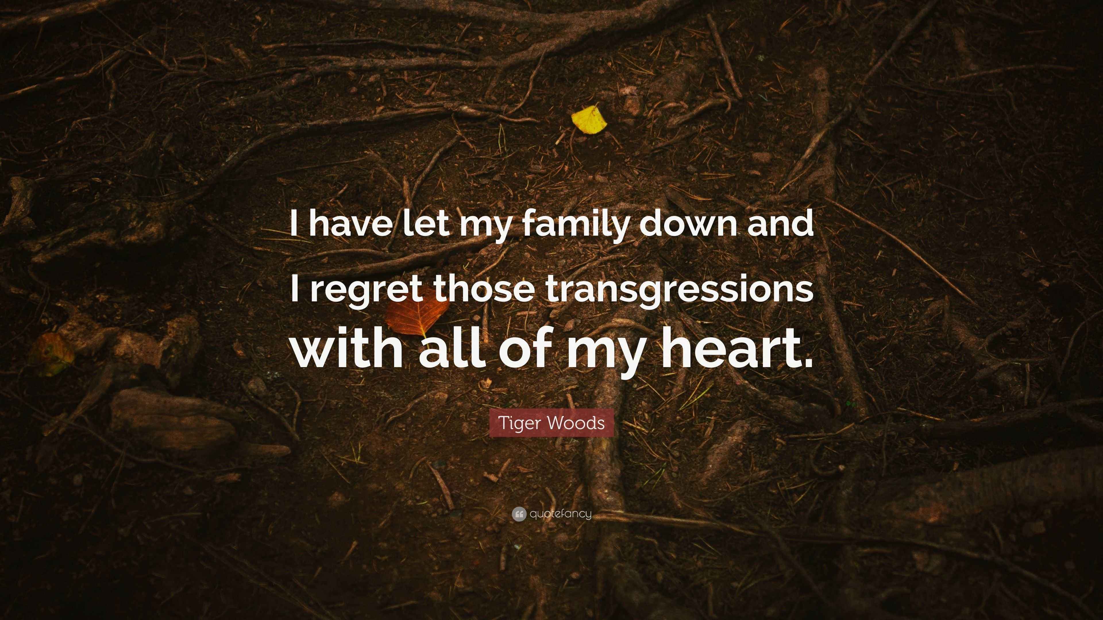 Tiger Woods Quote: “I have let my family down and I regret those ...