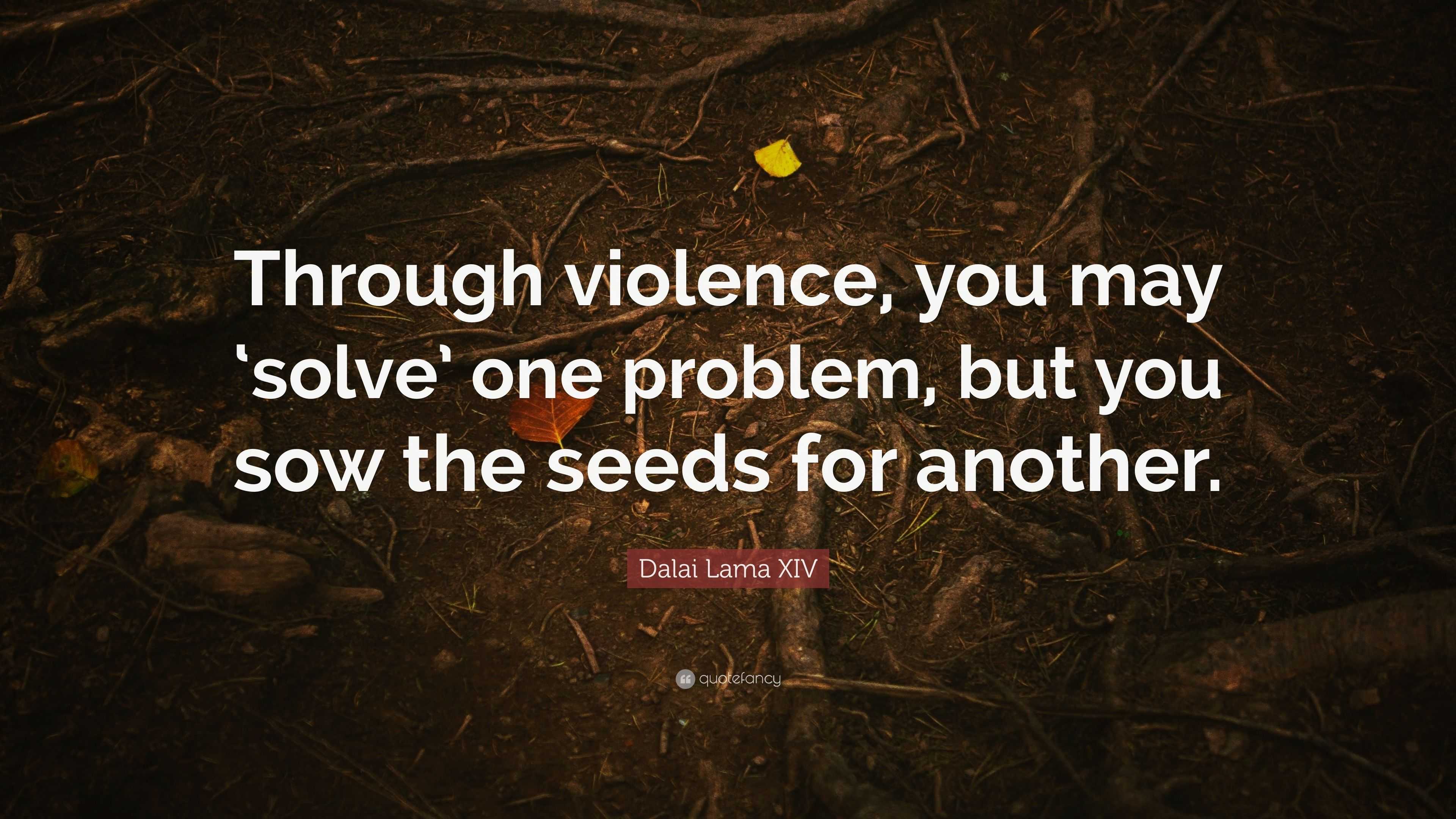 Dalai Lama XIV Quote: “Through violence, you may ‘solve’ one problem ...