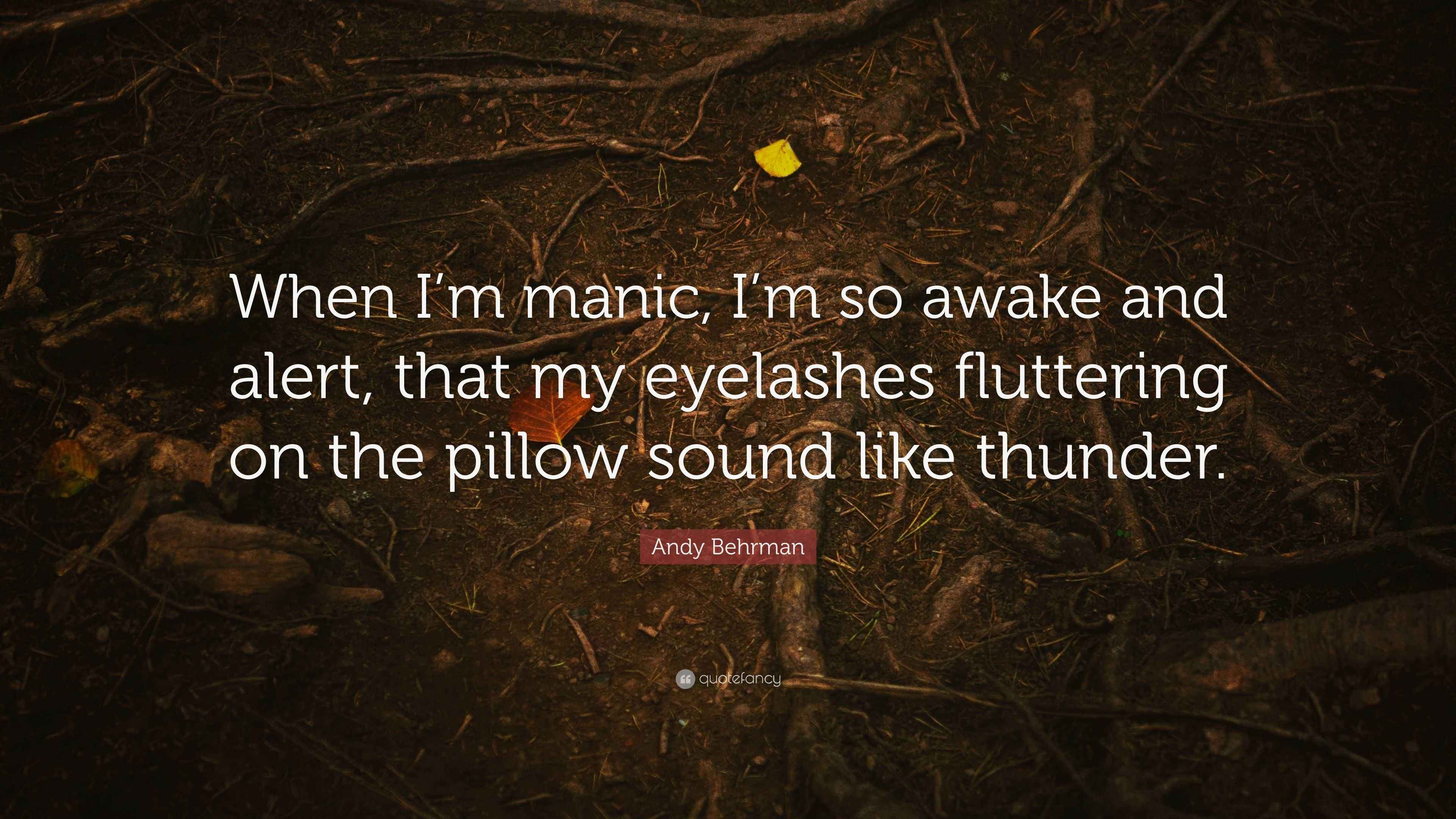 Andy Behrman Quote: “When I’m manic, I’m so awake and alert, that my ...