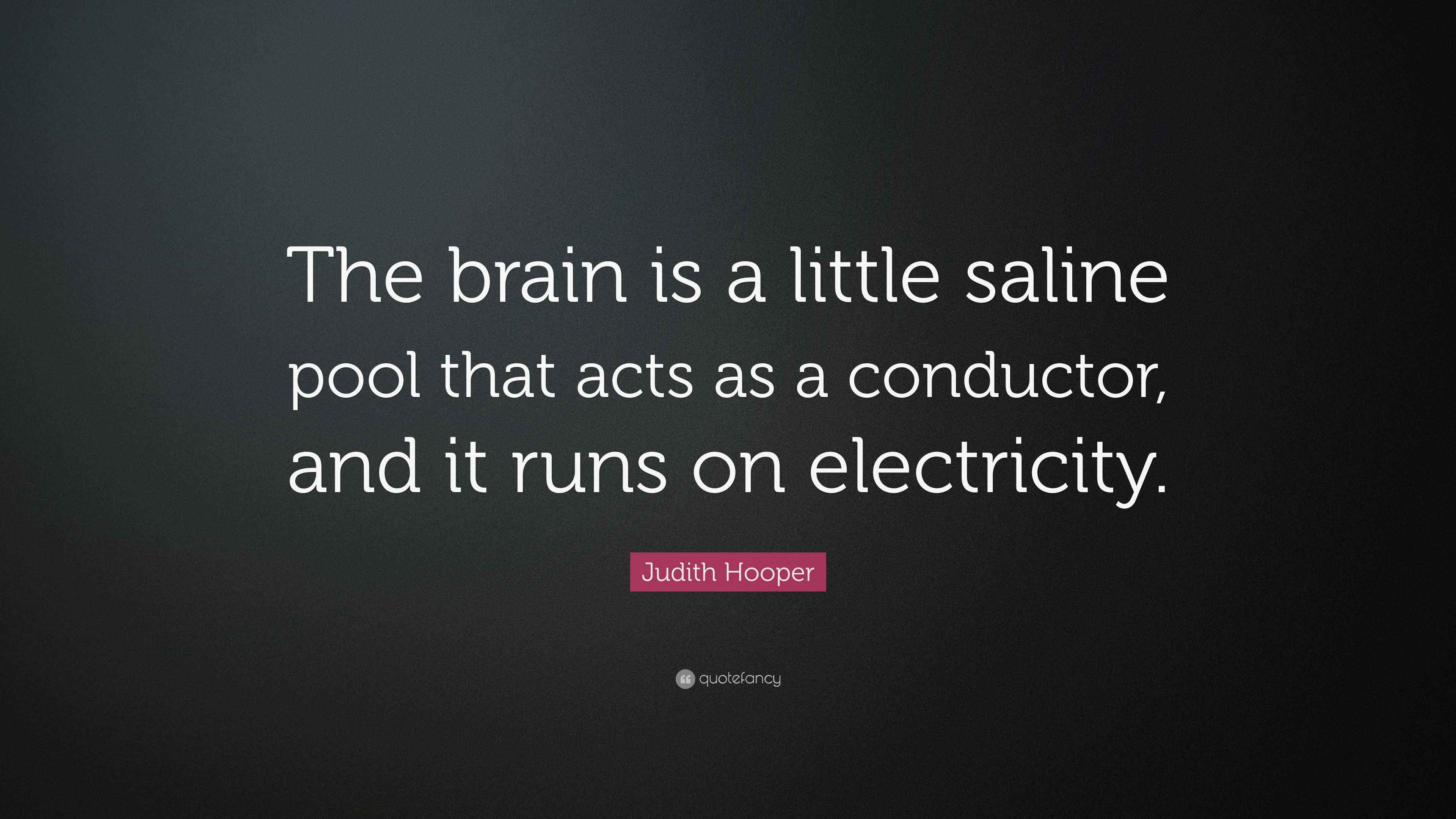 Judith Hooper Quote: “The brain is a little saline pool that acts as a ...