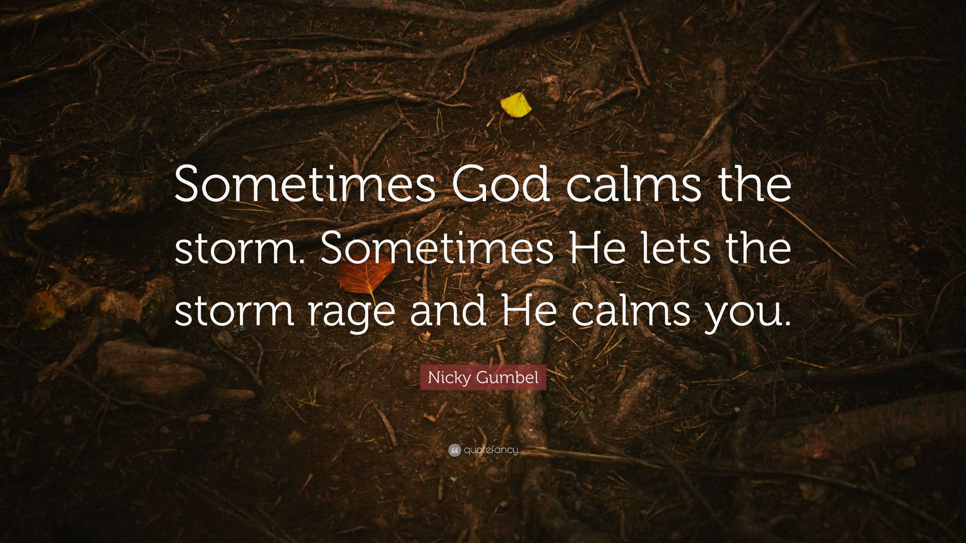 Nicky Gumbel Quote: “Sometimes God calms the storm. Sometimes He lets ...