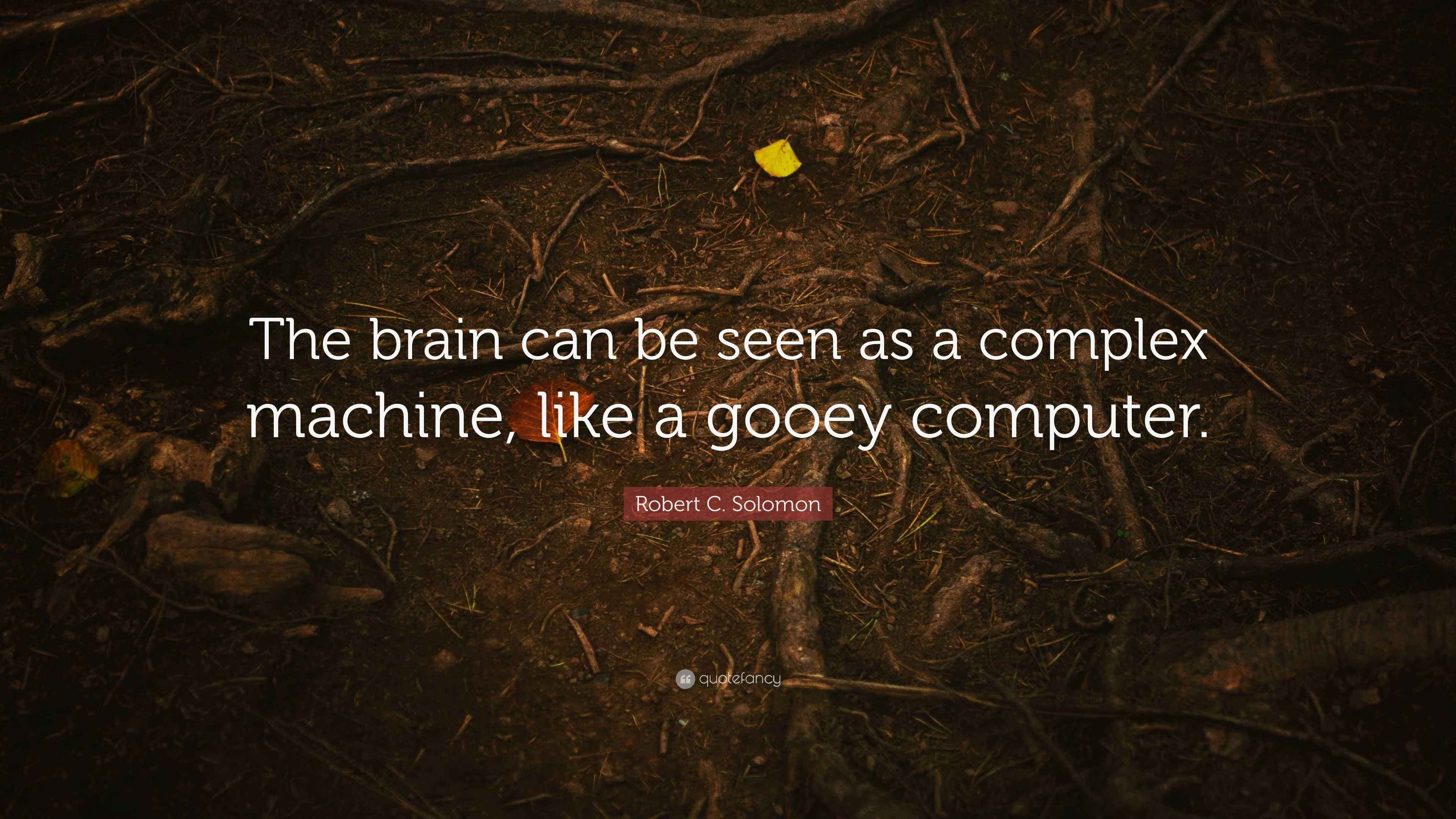 Robert C. Solomon Quote: “The brain can be seen as a complex machine ...