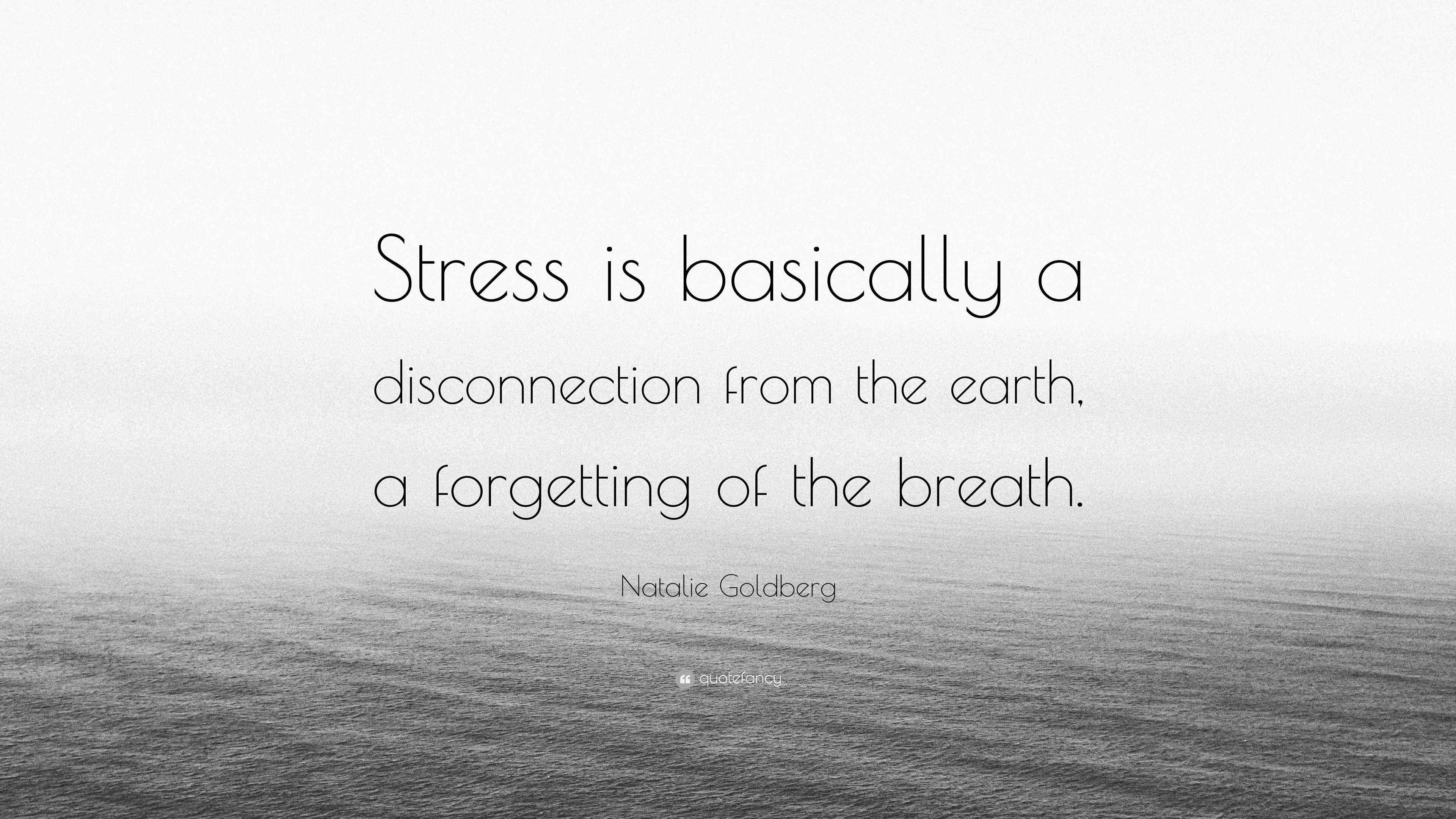 Natalie Goldberg Quote: “Stress is basically a disconnection from the ...